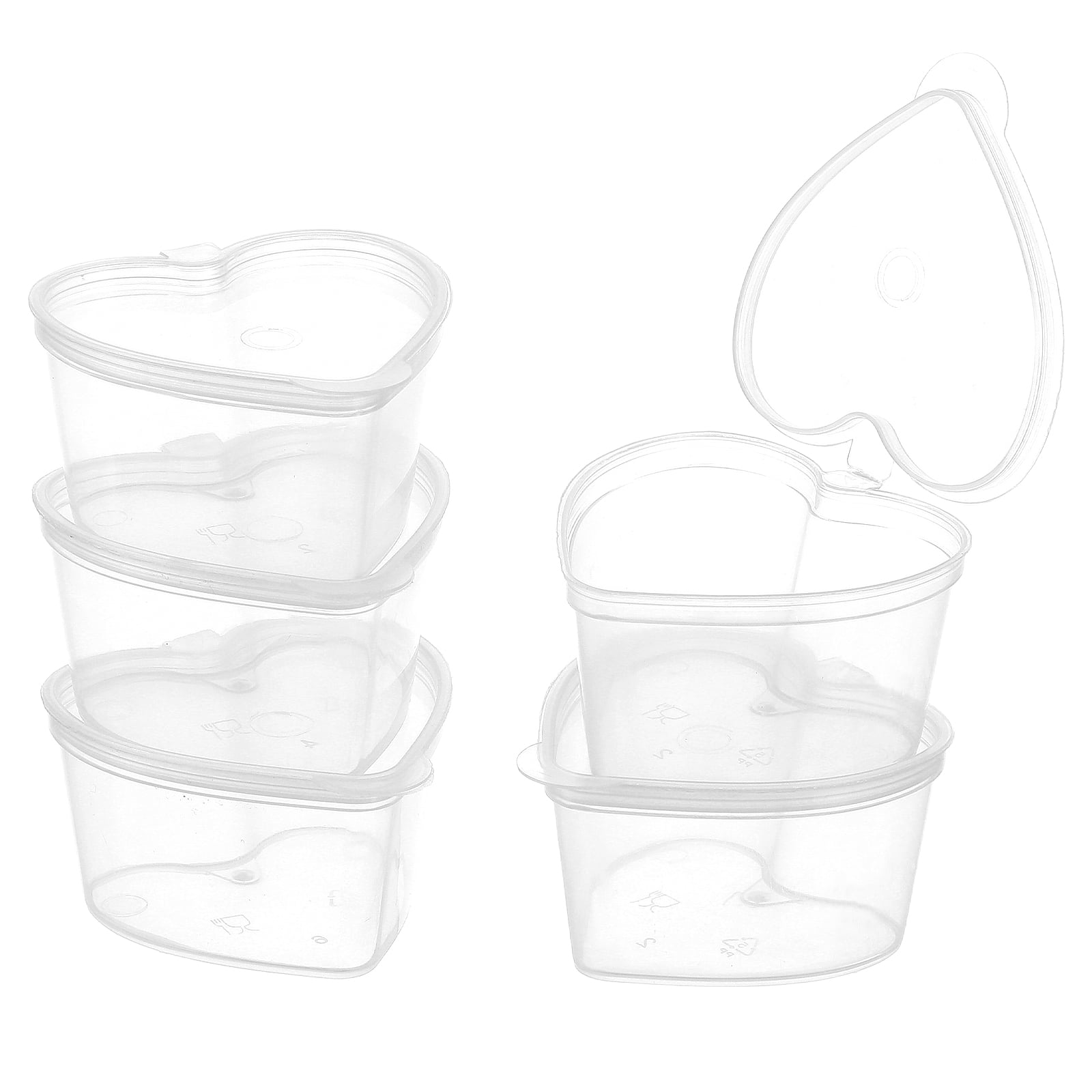 Raindrops 25 PCS Heart Shape Container with Lid Clear Transparent Cream ...