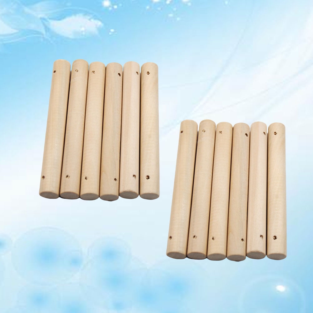 Raindrops 25 Pcs 3MM Hole Solid Wooden Round Rods Craft Sticks for ...