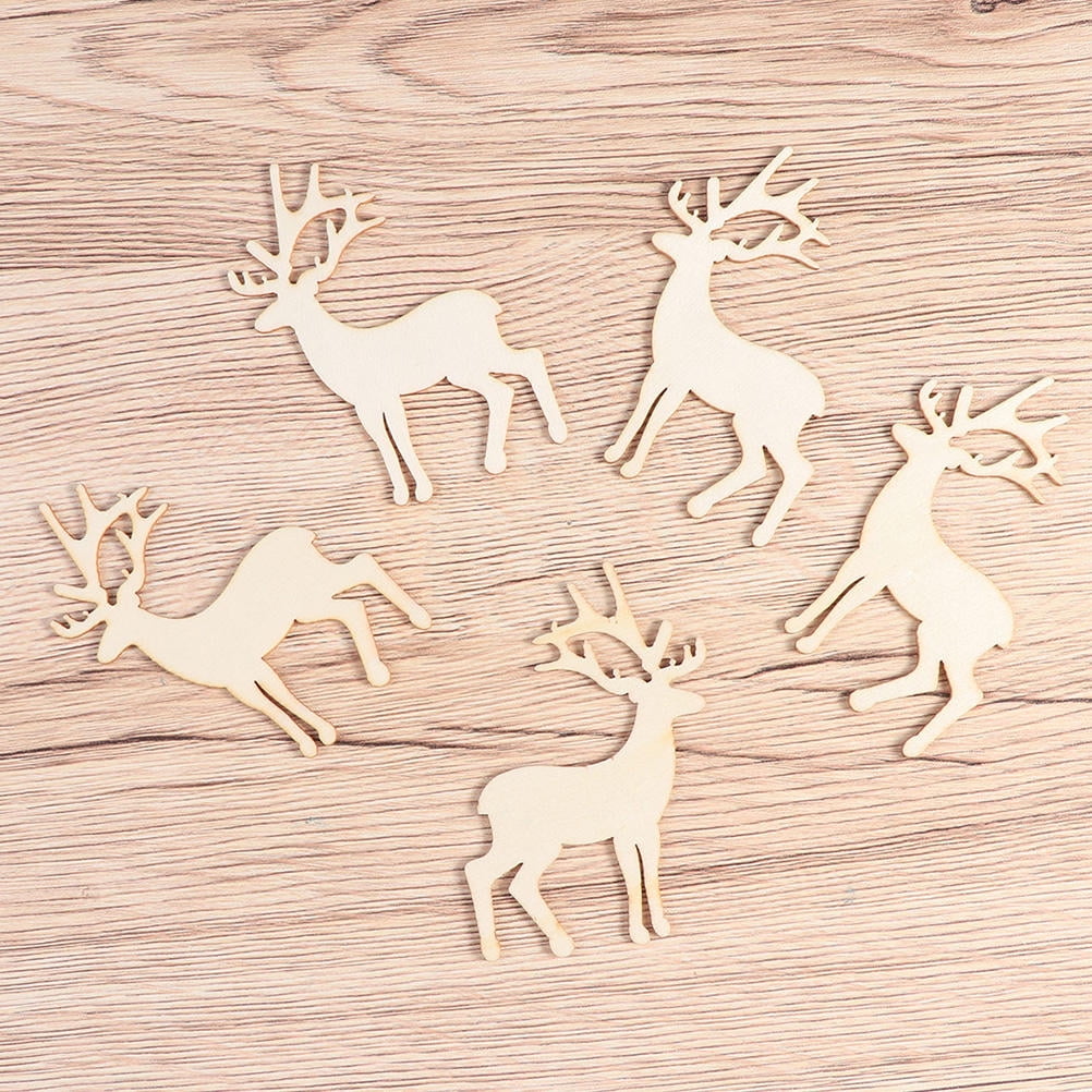 Raindrops 25Pcs Unfinished Wooden Deer Cut Outs for Diy Crafting ...