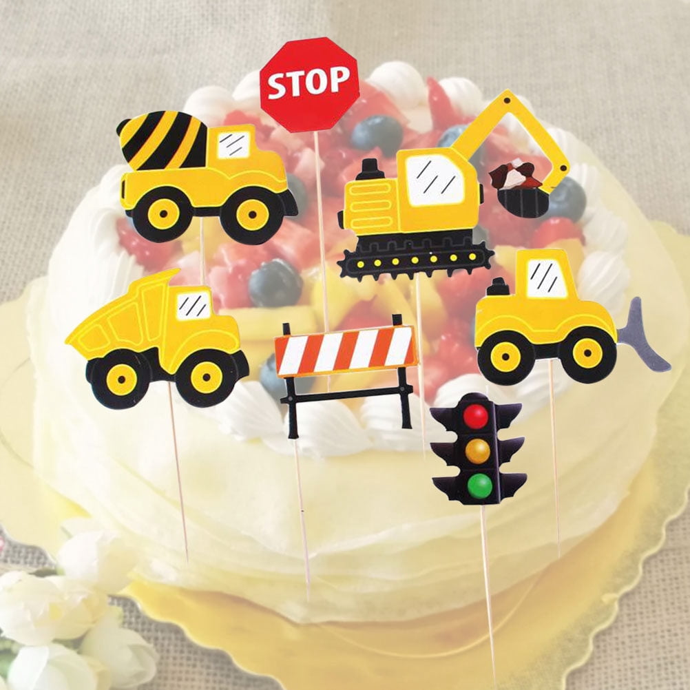 Raindrops 28 Pcs Car Cake Topper Excavator Model Toppers Birthday for ...