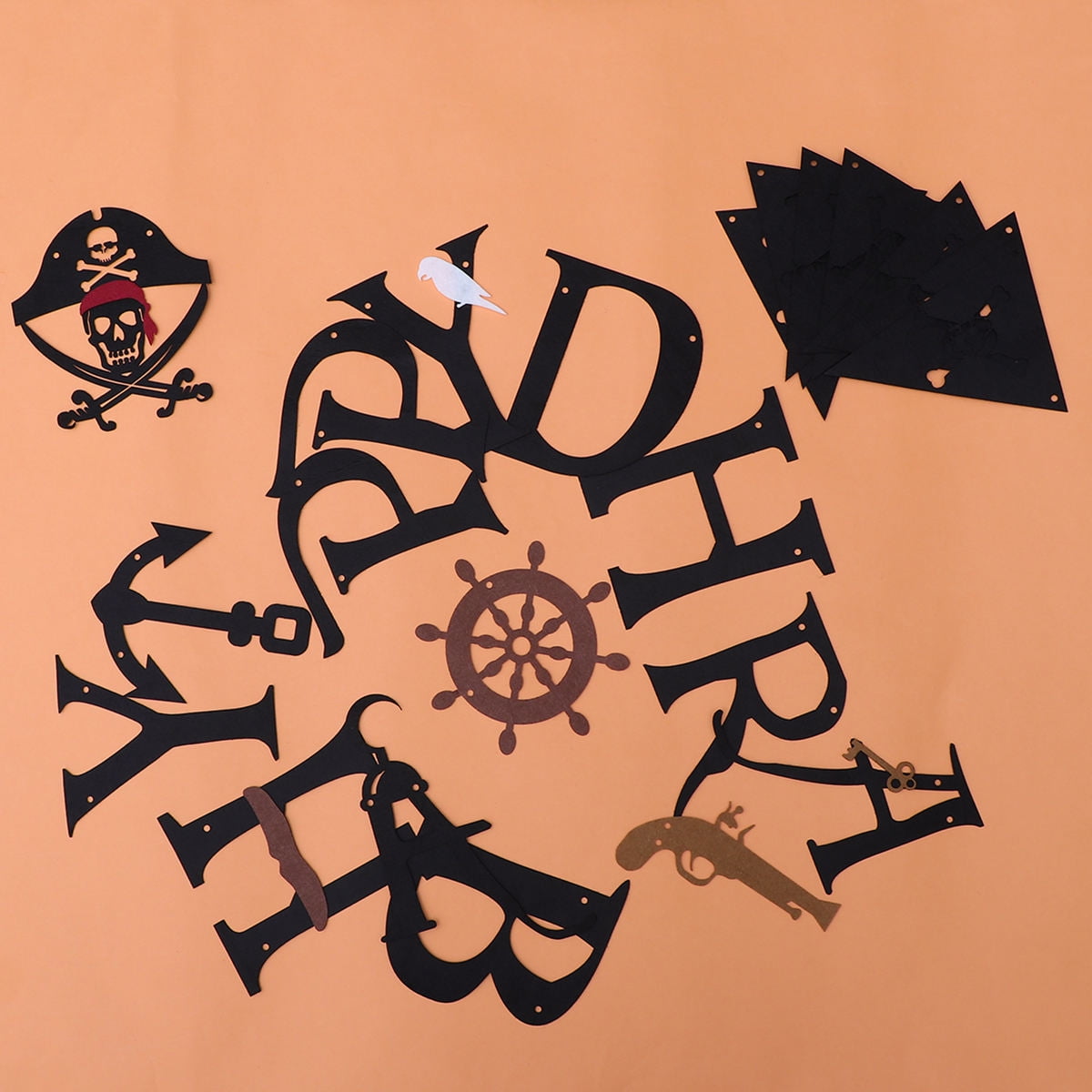 Raindrops 2PCS Pirate Theme Birthday Party Letter Pull Flag and ...