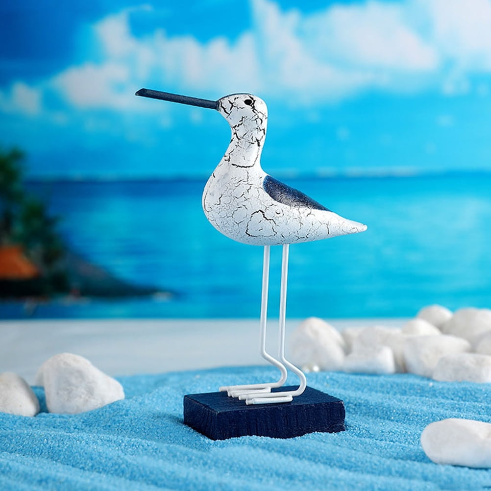 Raindrops 2PCS Wooden Seagull Statue Coastal Decor Nautical Seagull Figurine Craft Simulation ...