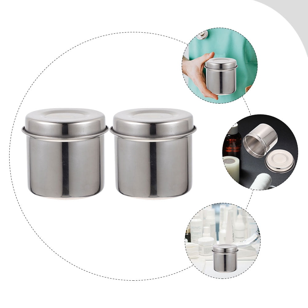 Raindrops 2Pcs Container Sterilization Metal Jar Ointment Box Cotton ...