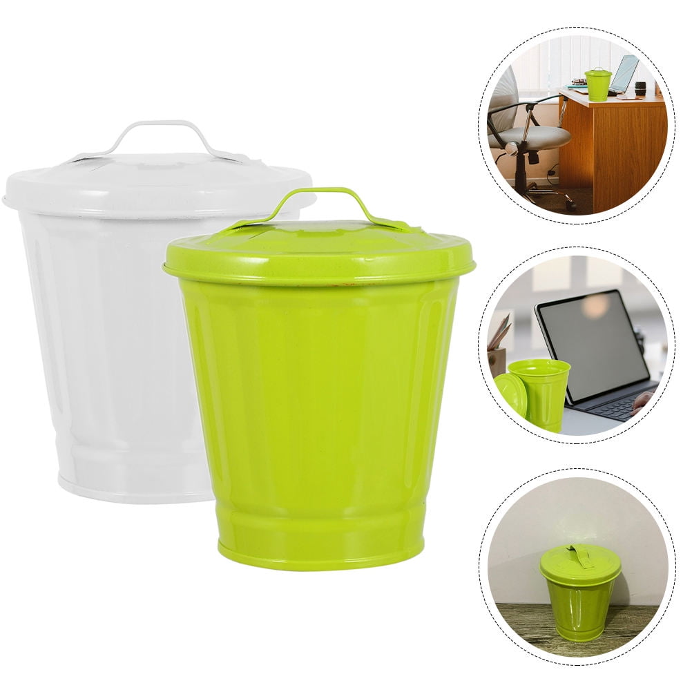 Raindrops 2Pcs Desktop Waste Bucket Lid Design Small Garbage Bucket ...