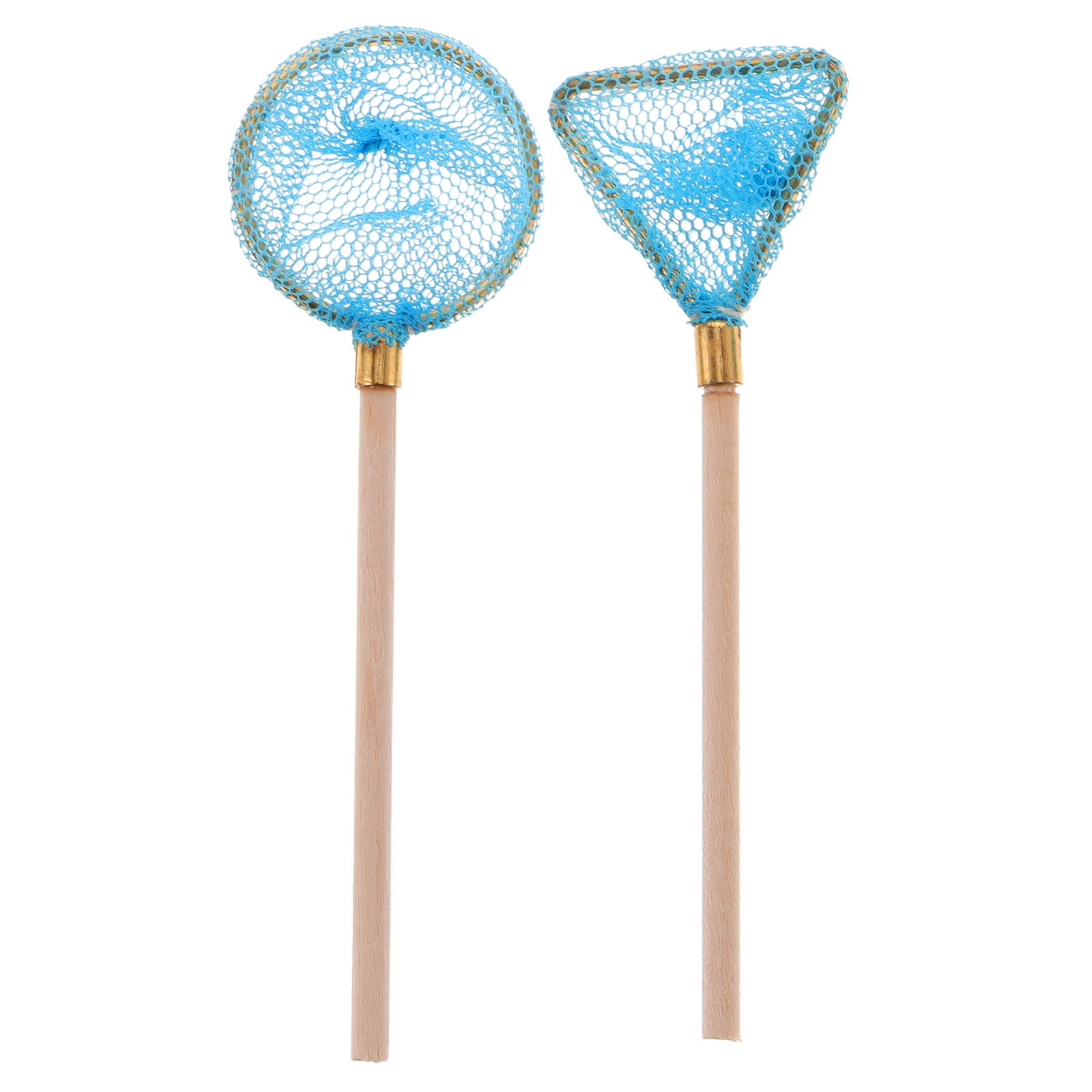 Raindrops 2Pcs Mini Fishing Net Blue Wooden Metal Toy Fishing Net For ...
