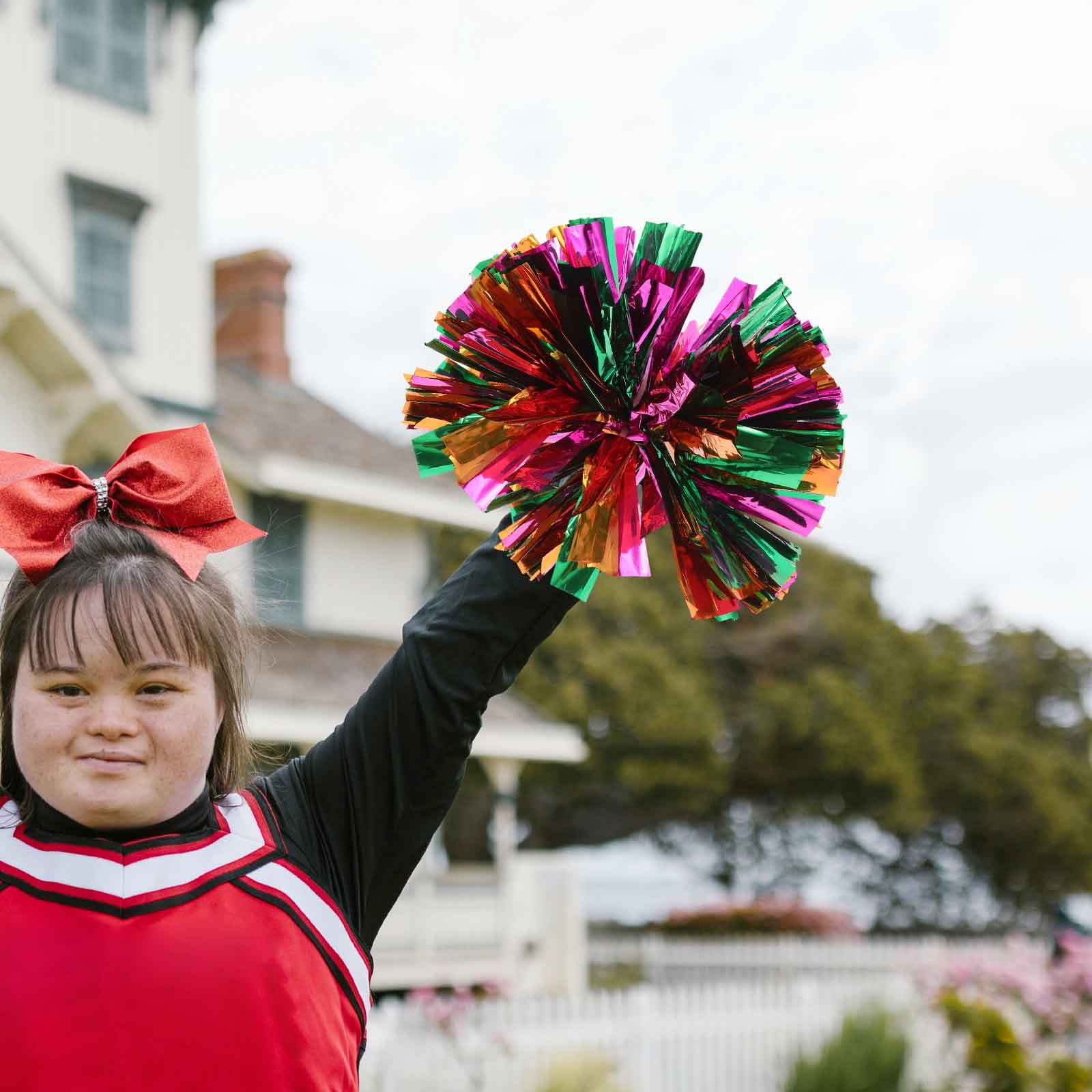 Raindrops 2Pcs Rose Red Cheerleading Pom Poms with Handle Design for ...