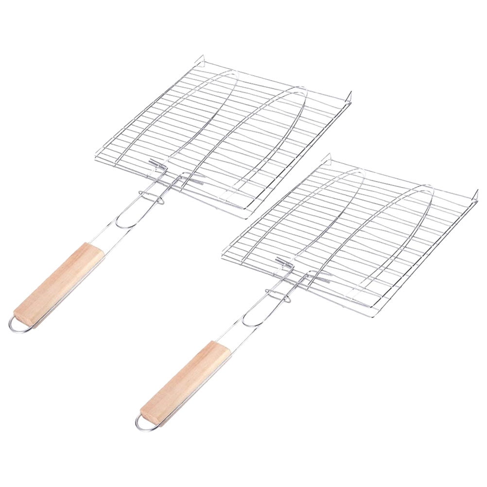 Raindrops Metal Fish Grilling Rack Barbecue Grilling Accessory Wood ...