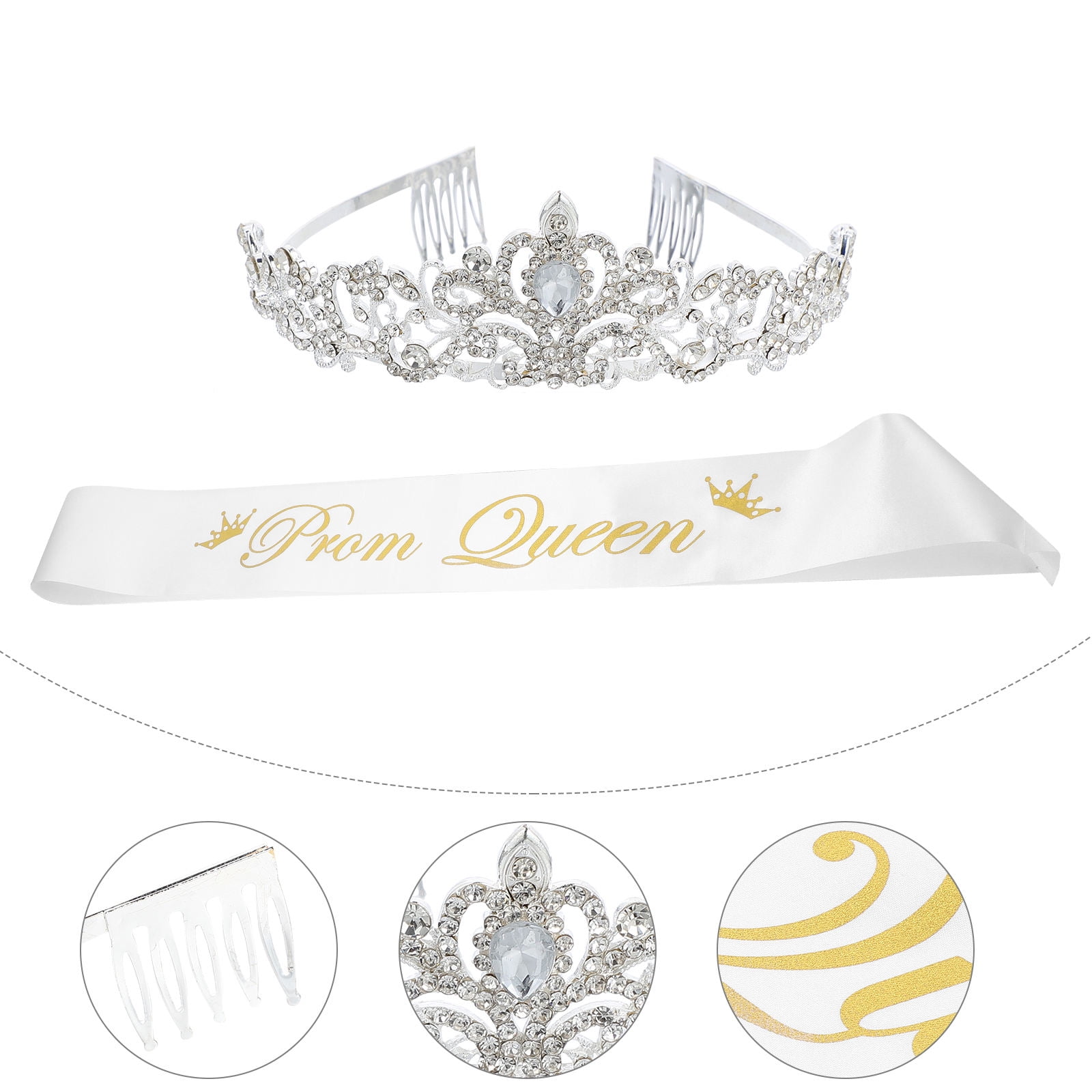 Raindrops Prom Crown Set Silver Fabric 2Pcs - Walmart.com