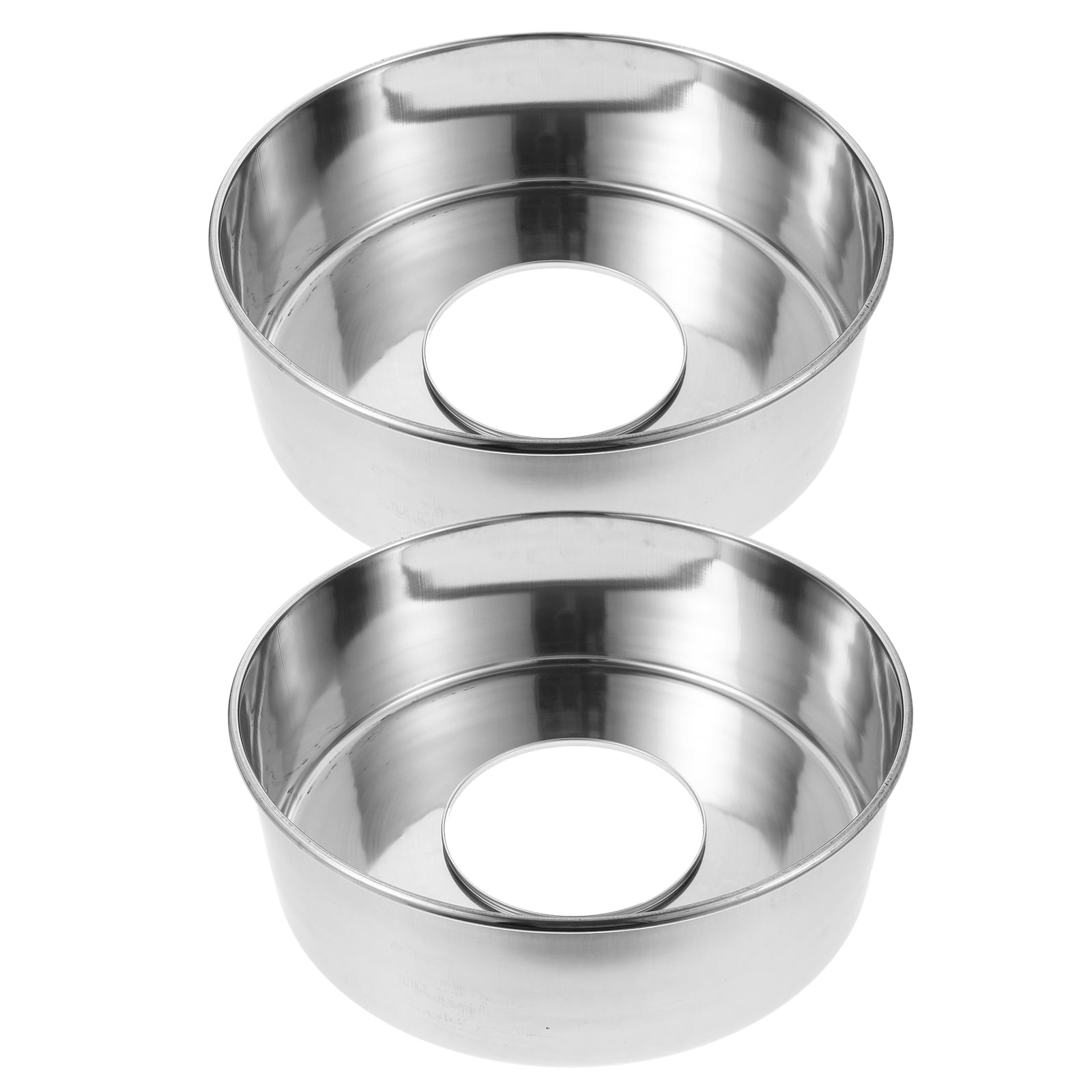 FOMIYES 2Pcs Plated Silver Metal Round Cake Tray Stainless Steel Basin ...