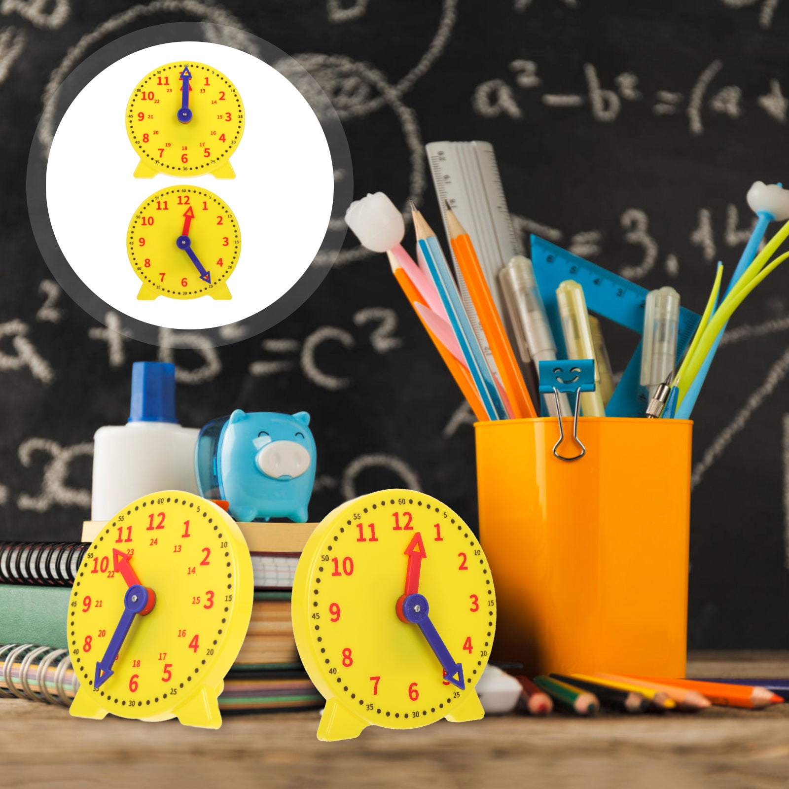 Raindrops 2Pcs Teaching Clock Model Assorted Color Round Plastic For ...