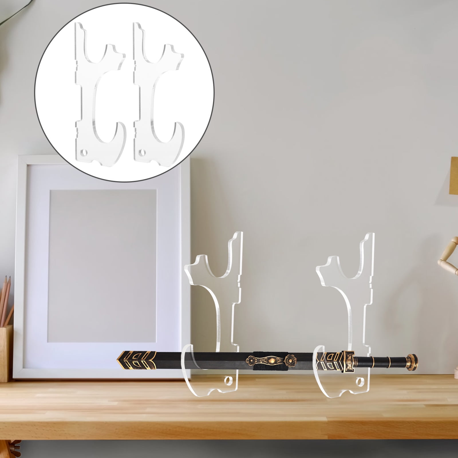 Raindrops 2Pcs Wall Mounted Sword Display Stand Transparent Acrylic ...