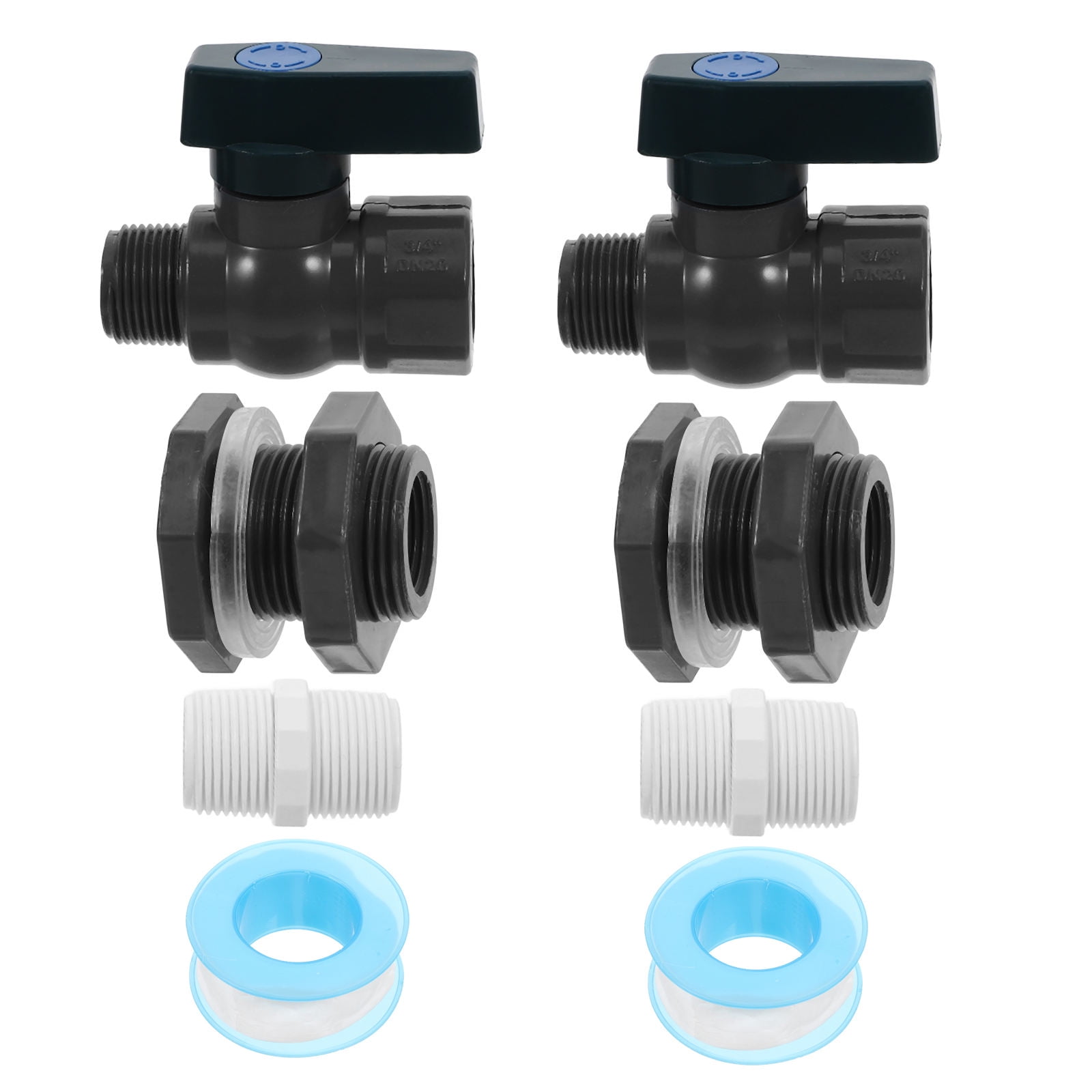 Raindrops 2Set PVC Spigot Rain Barrel Faucet Kit 3/4 Barrels Valve ...