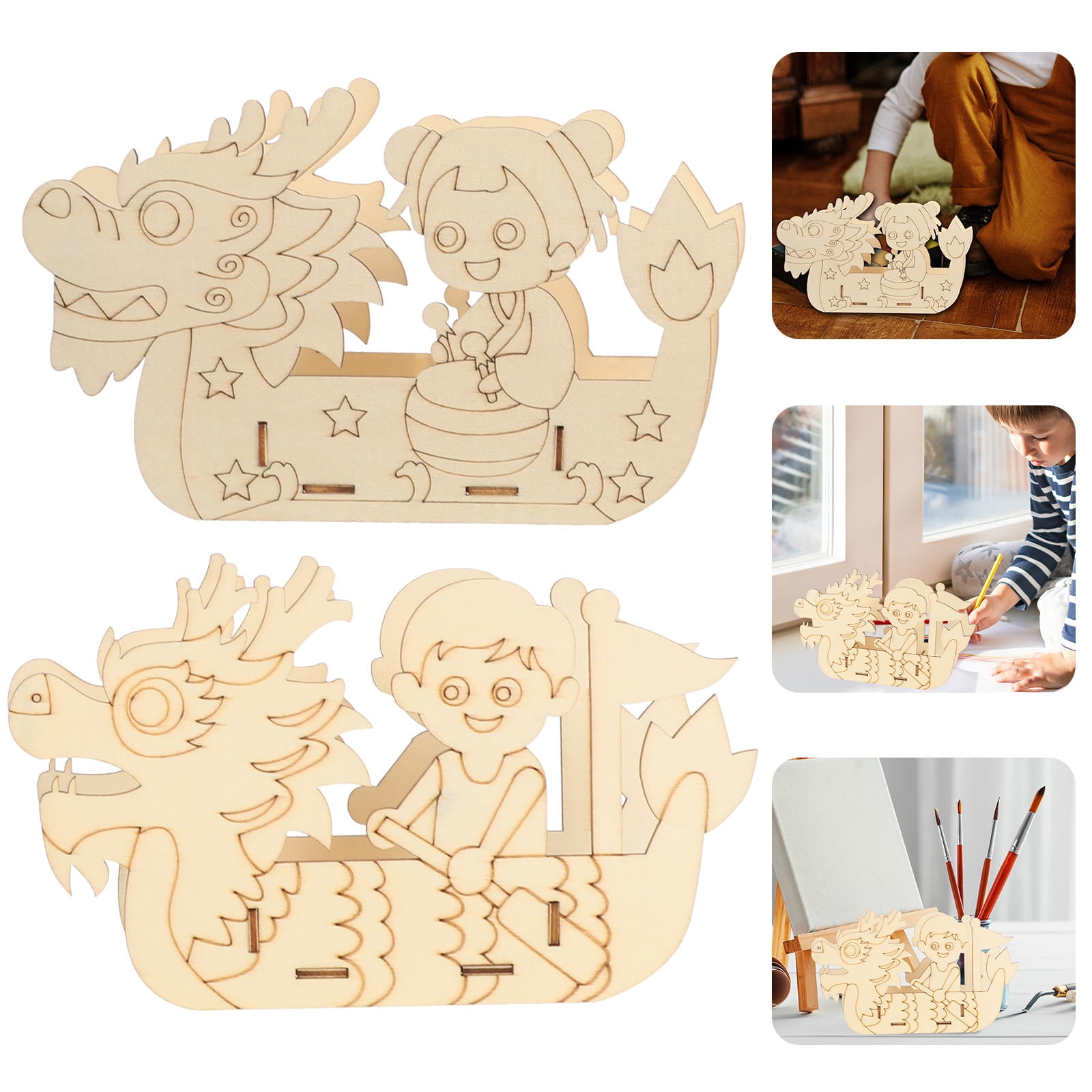 Raindrops Kids Model Puzzle Toy 3D Boat Puzzle Models Light Brown Wood ...