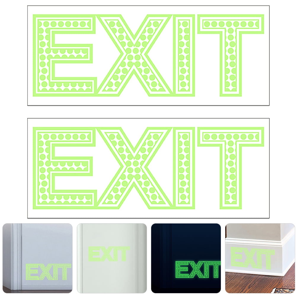 Raindrops 2Sheets Green Fluorescent Square Exit Stickers Self Adhesive ...