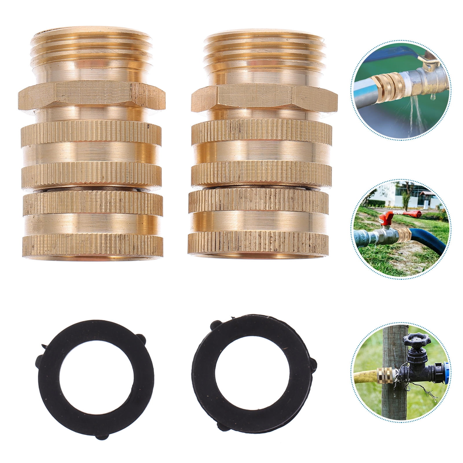 Raindrops 2pcs Brass Fitting 3/4" Garden Hose Double Thread Head ...