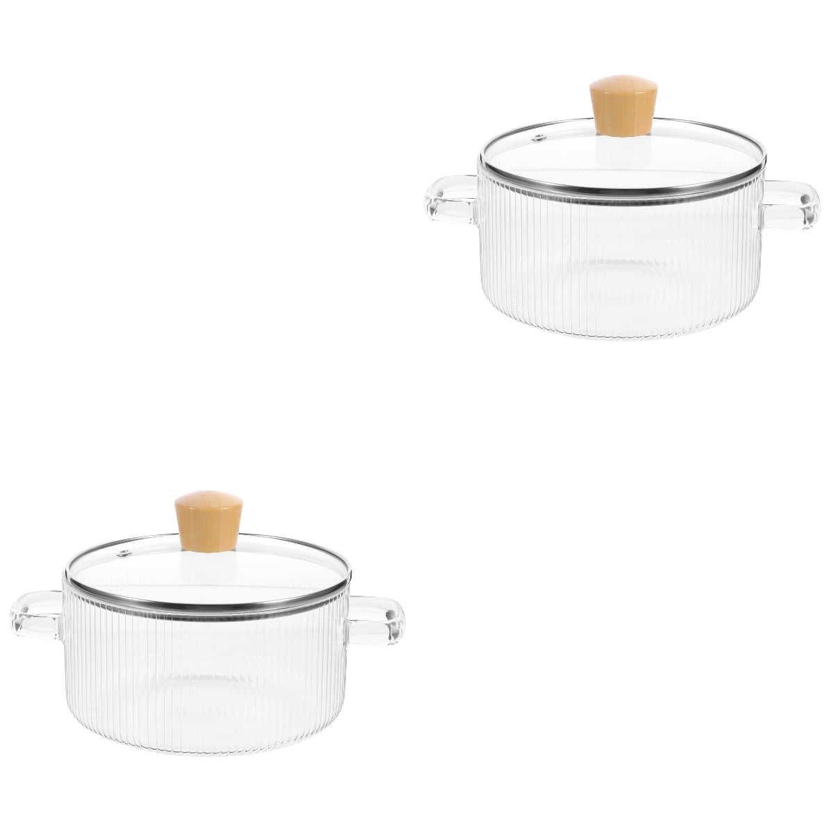 Raindrops 2pcs Clear Glass Stockpot with Lid Double Handle Glass ...