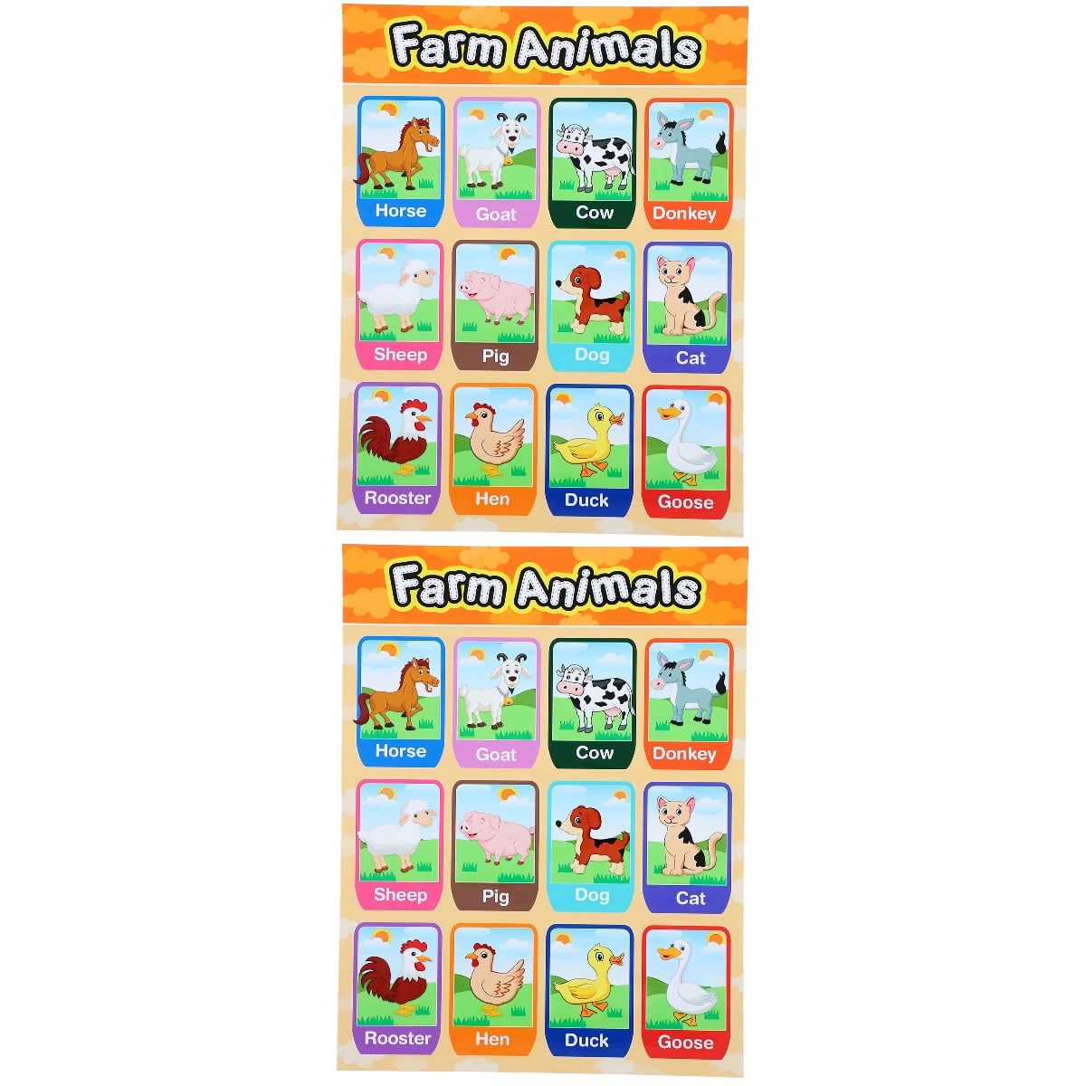 Raindrops 2pcs Early Educational Farm Animals Posters: Educational ...