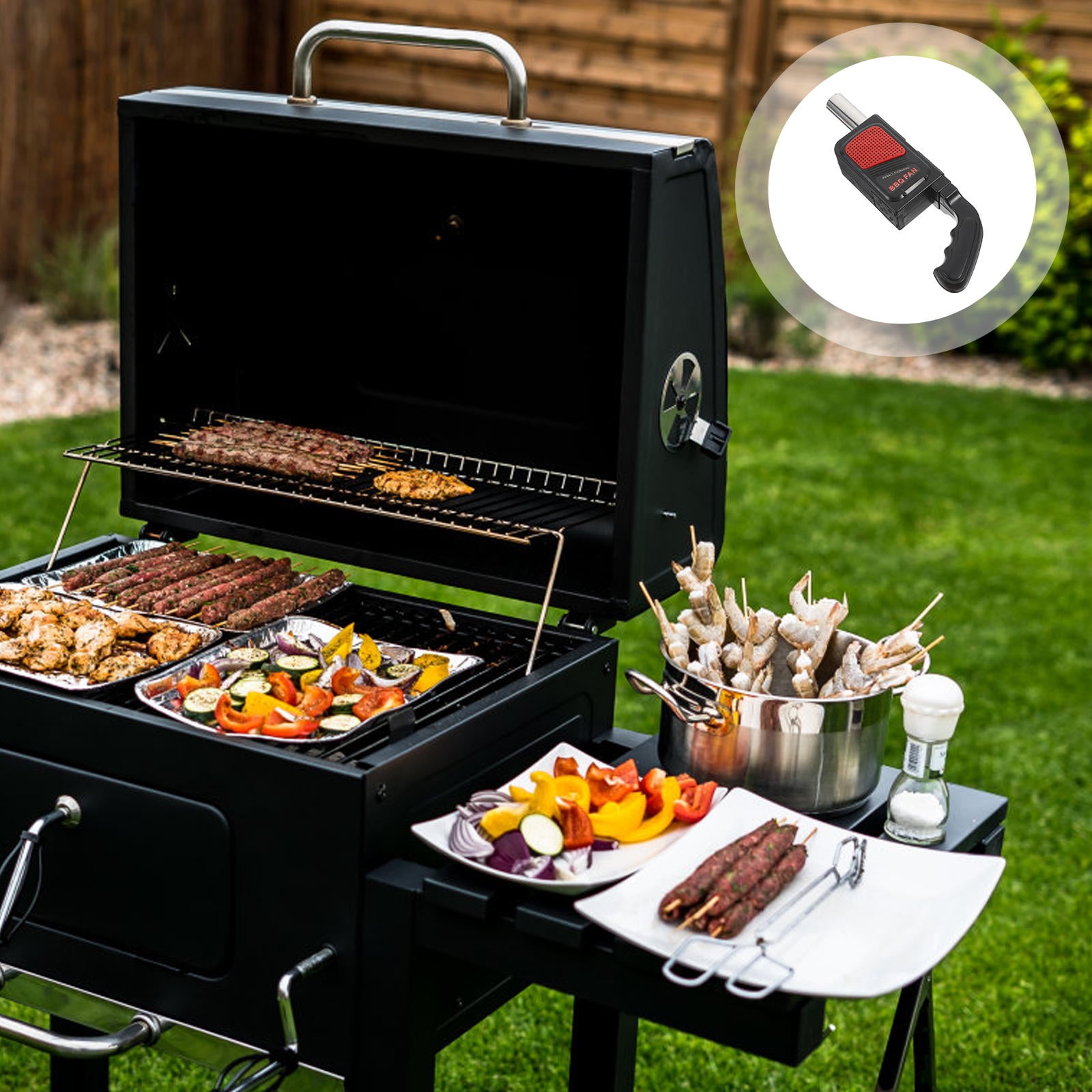 Raindrops 2pcs Handheld Electric BBQ Blower for Outdoor Cooking Fire ...