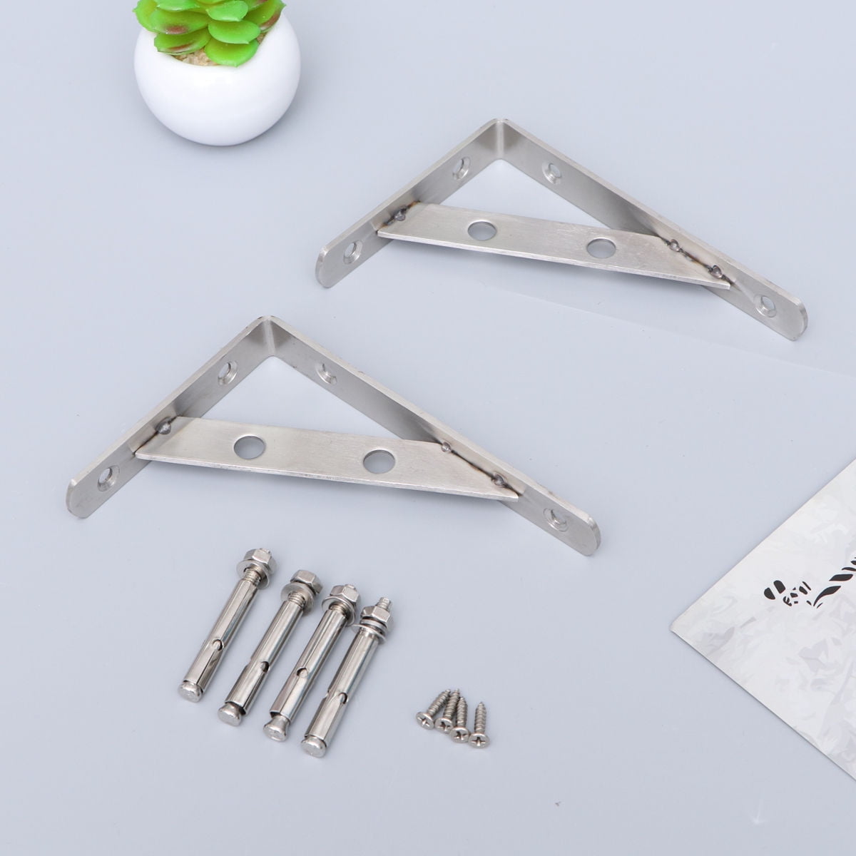 Raindrops 2pcs Industrial Wall Shelf Support Bracket Stainless Steel ...