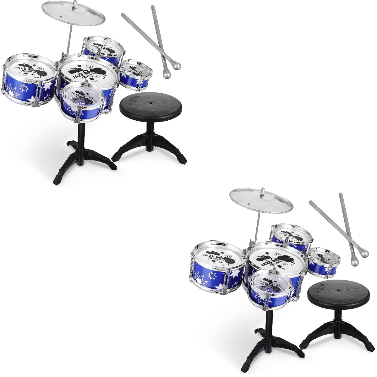 Raindrops 2pcs Jazz Drum Set for Kids Drum Set for Toddler with Stool ...