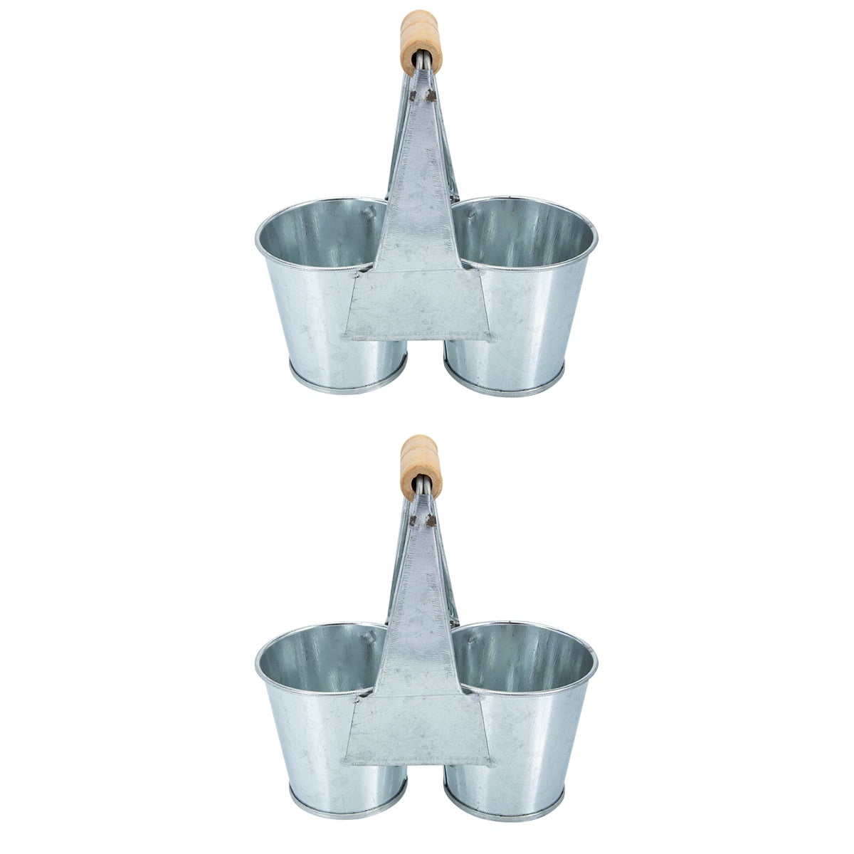 Raindrops 2pcs Metal Twin Flower Pot Wood Handle Double Compartment ...