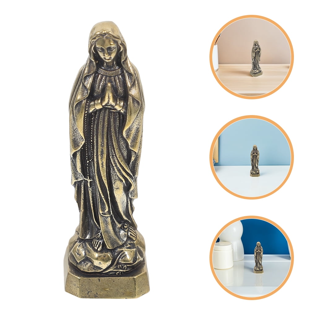 Raindrops 2pcs Mini Size Holy Lady Sculpture Brass Virgin Mary Statue ...