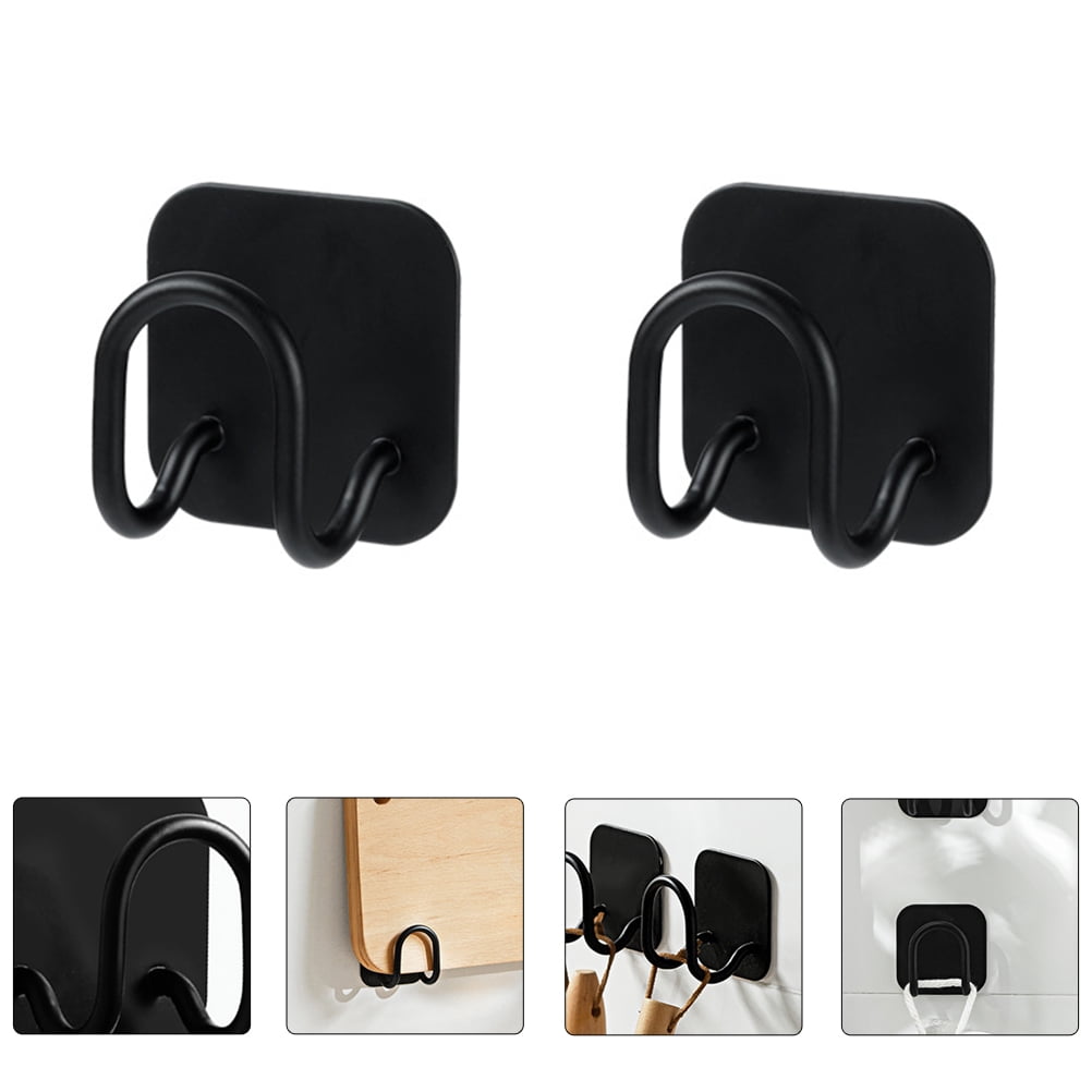 Raindrops 2pcs Pot Lid Rack Wall Organizer with Hooks - Adhesive Black ...