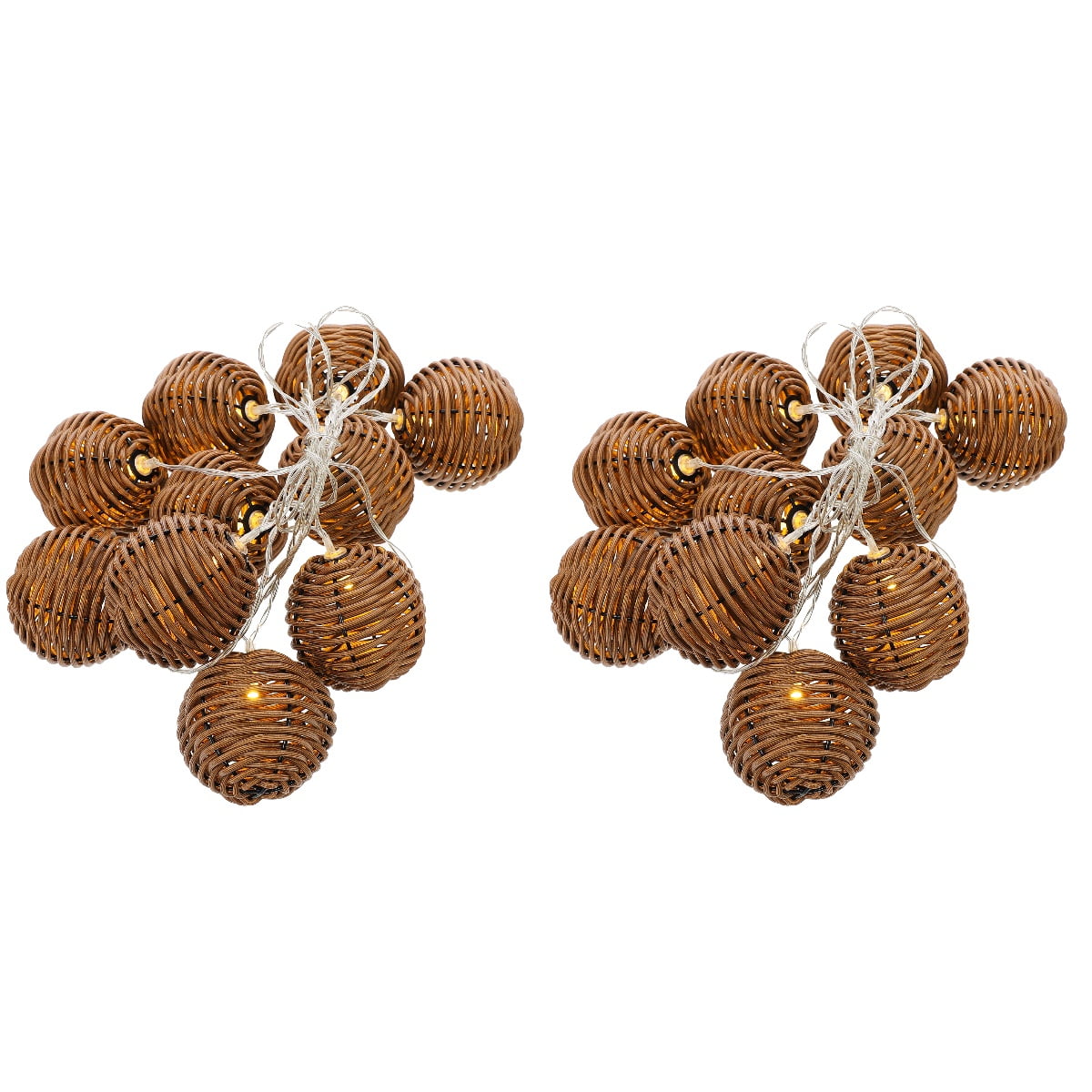 Raindrops 2pcs Rattan String Light LED Pre- lit Globe Wicker Fairy ...