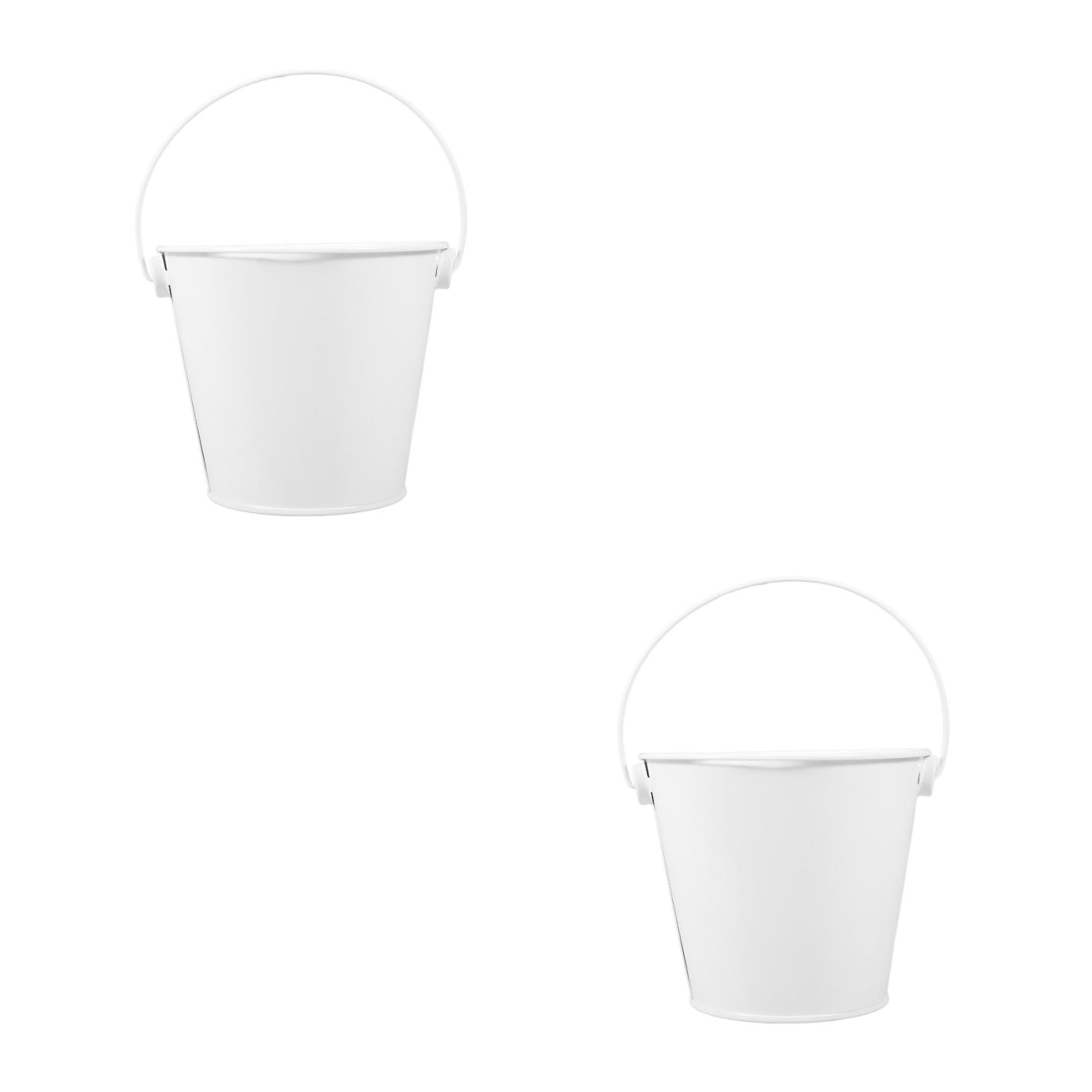 Raindrops 2pcs Small Metal Buckets With Handles White Tin Pails For ...