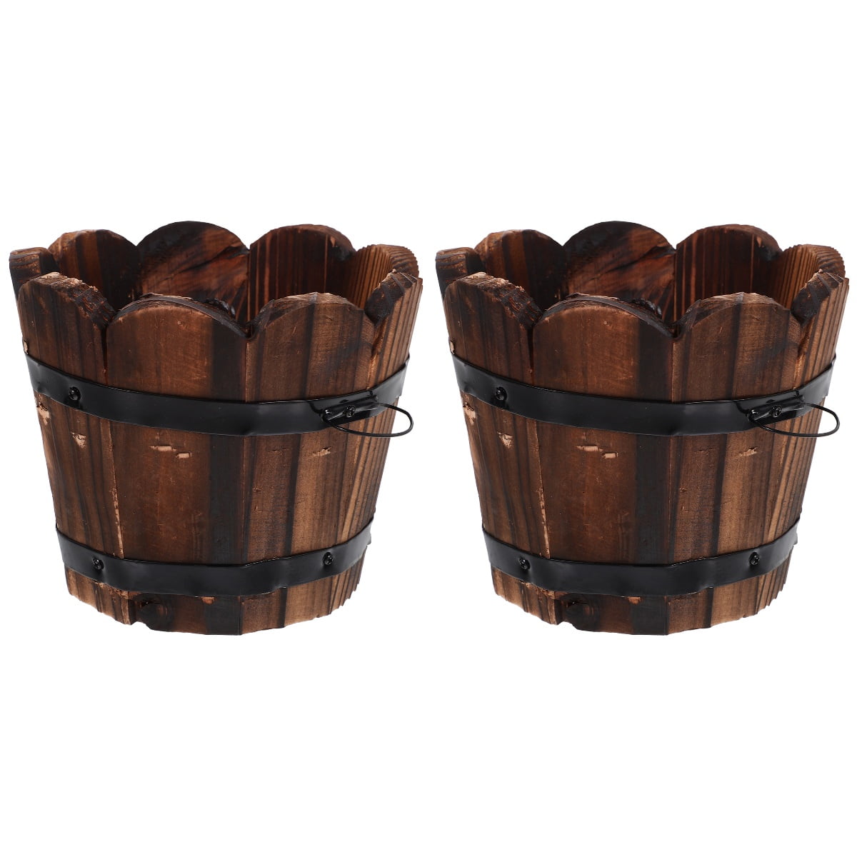 Raindrops 2pcs Small Planter Pot Barrel Planter Garden Tree Planter ...