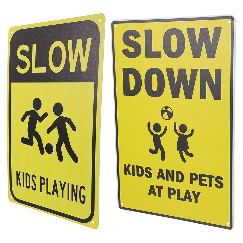Raindrops 2pcs Street Signs Road Attention Signs Kids Play Caution Sign ...