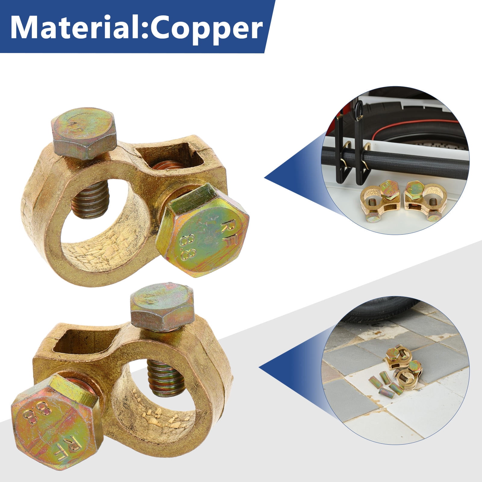 Raindrops 2pcs Truck Battery Terminal Connectors Thickened Copper Auto ...