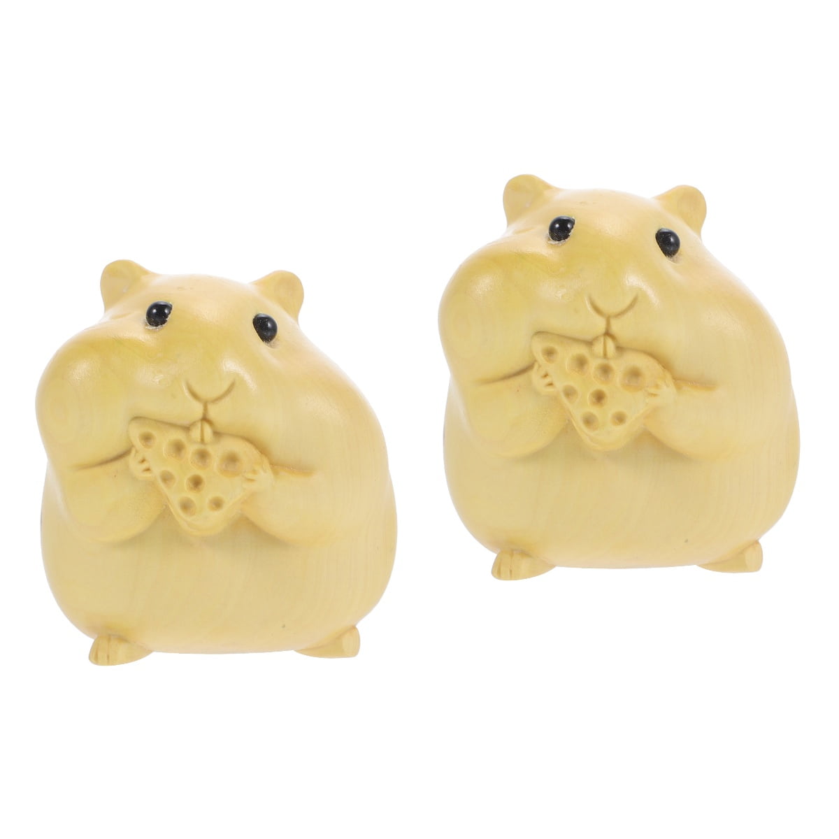 Raindrops 2pcs Wood Carving Animal Statue Carved Hamster Figurine Wood ...