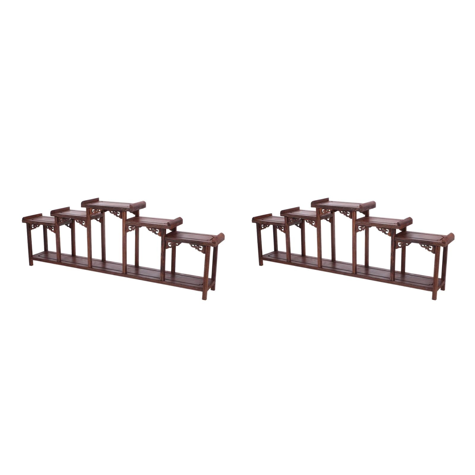 Raindrops 2pcs Wooden Antique Shelf Curio Display Rack Tea Canister ...