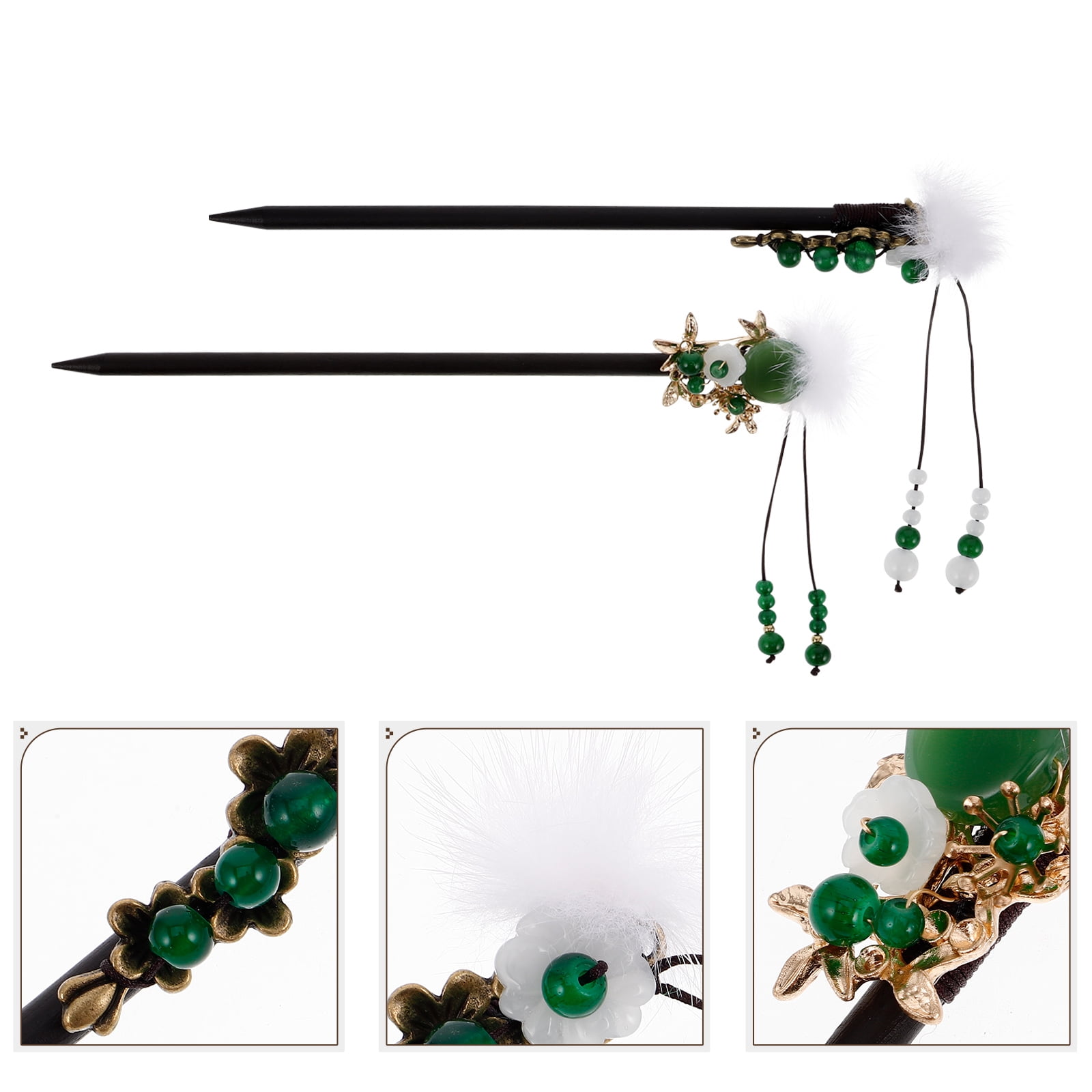 Raindrops 2pcs Wooden Hair Sticks Chinese Traditional Flower Hair ...