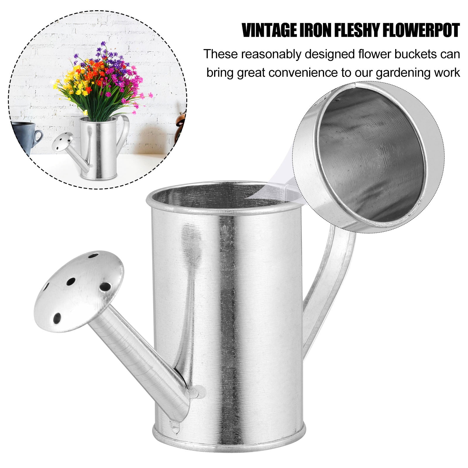 SHINYPASING Rustic Flower Bucket Silver Tinplate 3Pcs Vintage Barrel ...