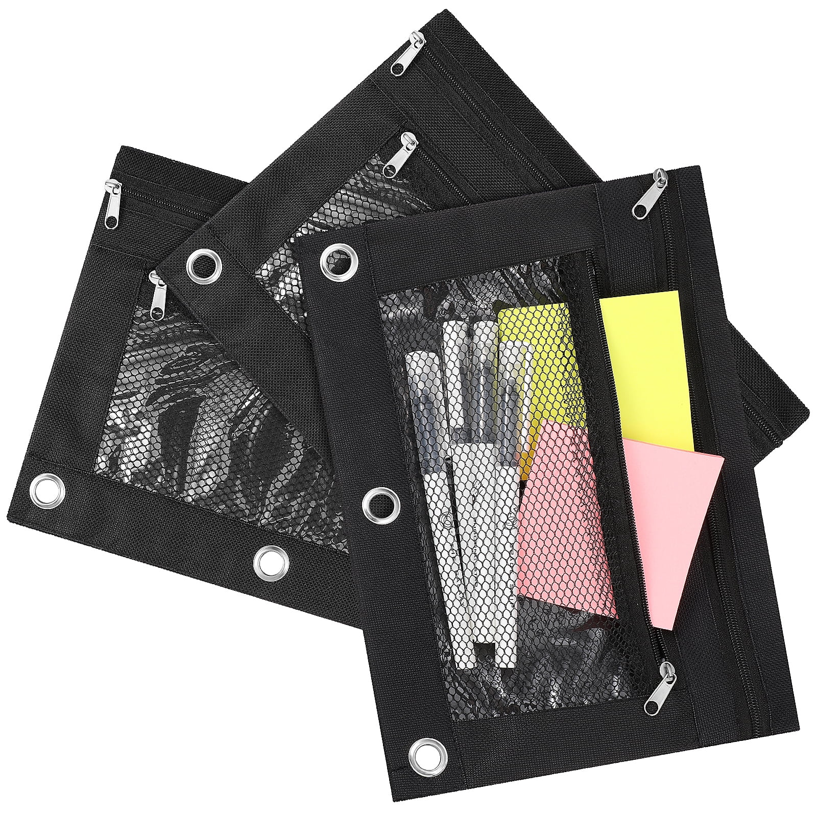 Raindrops 3 Pcs Double Layered Flip Pen Bag Ring Binder Pencil Pouch ...