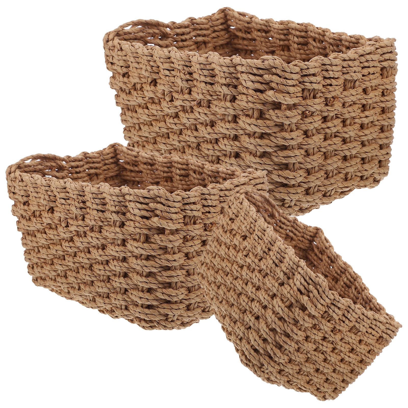 Raindrops 3 Pcs Straw Storage Box Basket Sundries Container Desktop ...