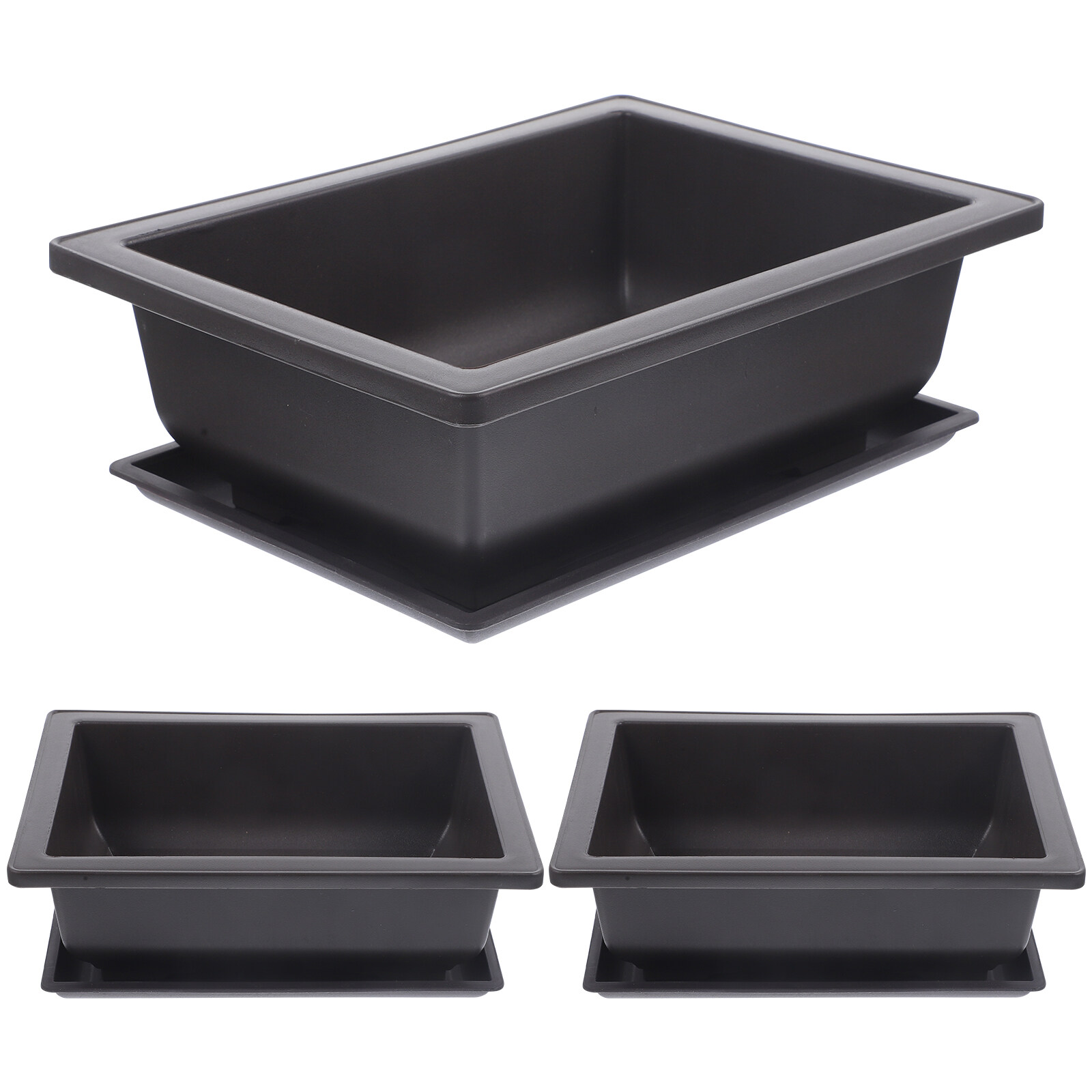 Raindrops 3 Set Plastic Rectangular Flower Pot Fake Plants Floral ...