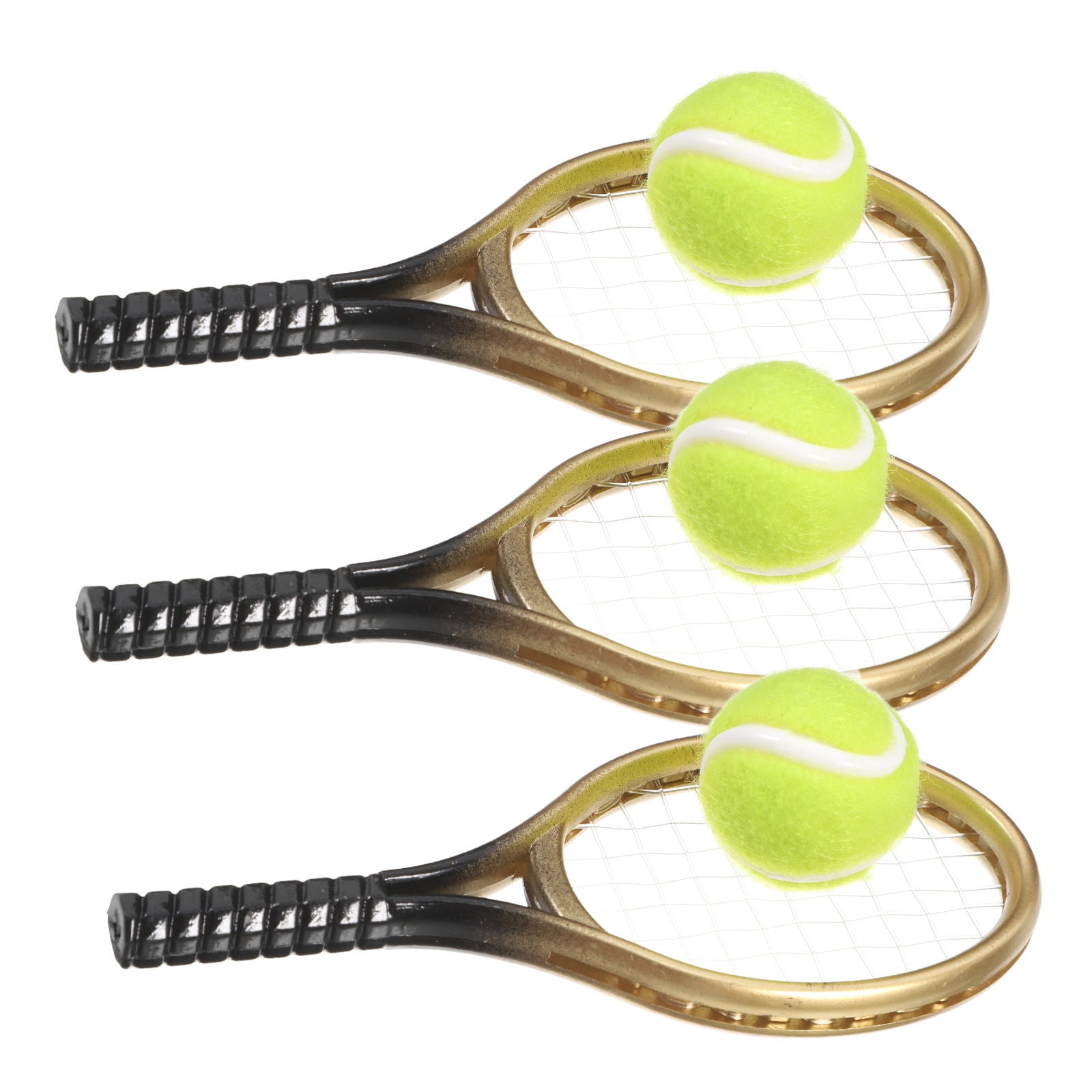 Raindrops 3 Sets Mini Tennis Racket And Ball Set 1:12 Miniature Tennis ...