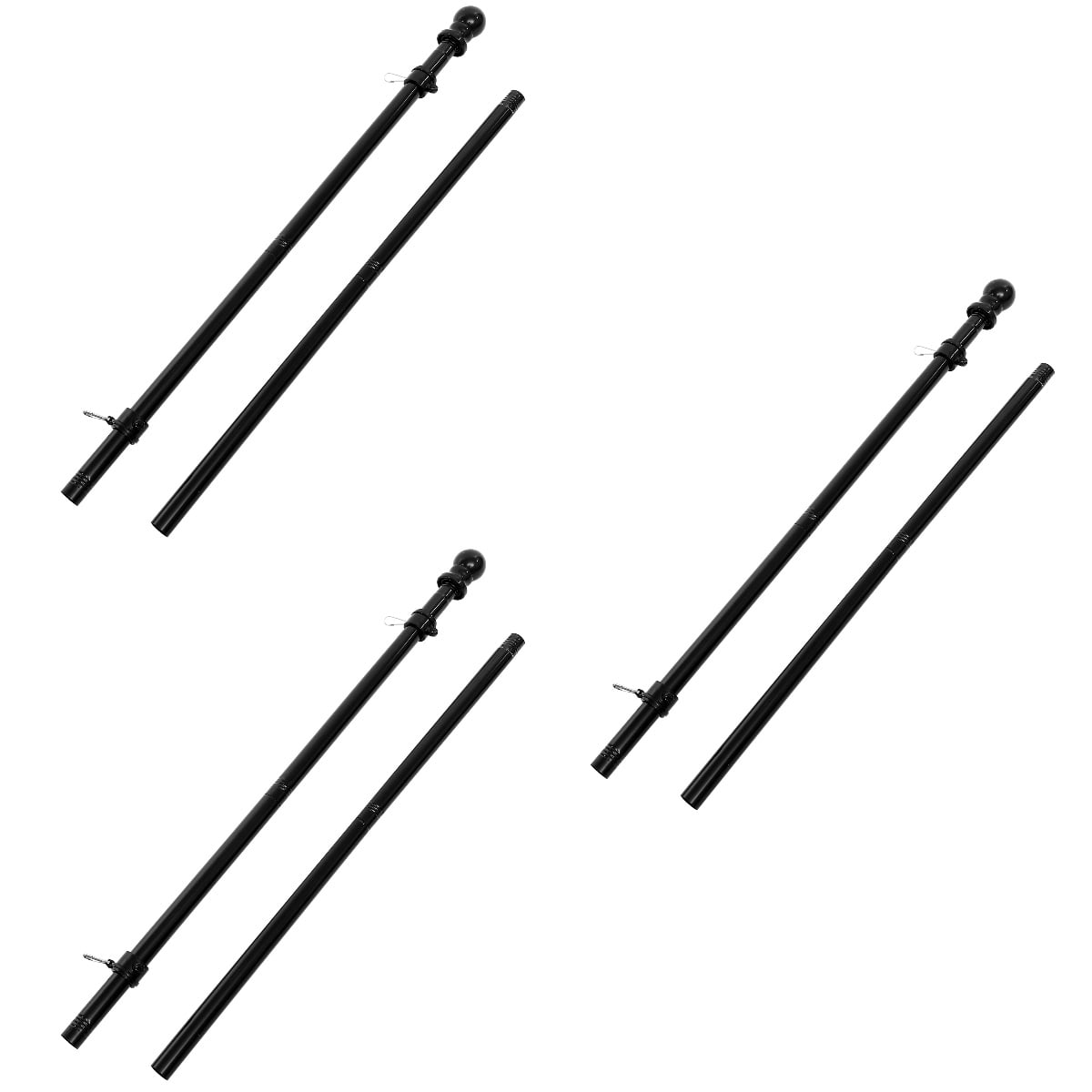 Raindrops 3 Sets Stainless Steel Flag Pole Kit Detachable Flagpole Five ...