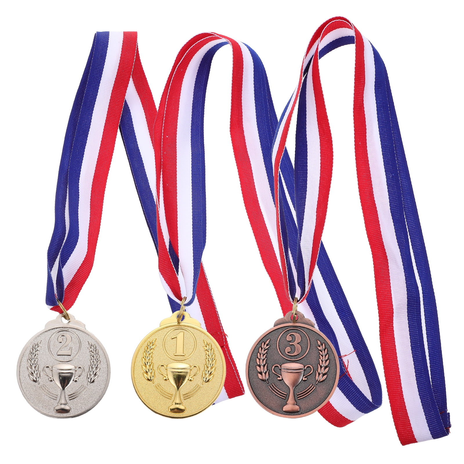 Raindrops 3 Silver Award Medals with Ribbon - Sports Prizes for Kids ...