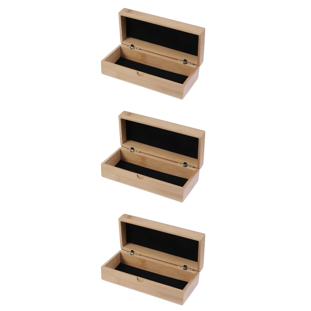Raindrops 3 pcs Bamboo Spring Type Glasses Box Vintage Portable Eyewear ...