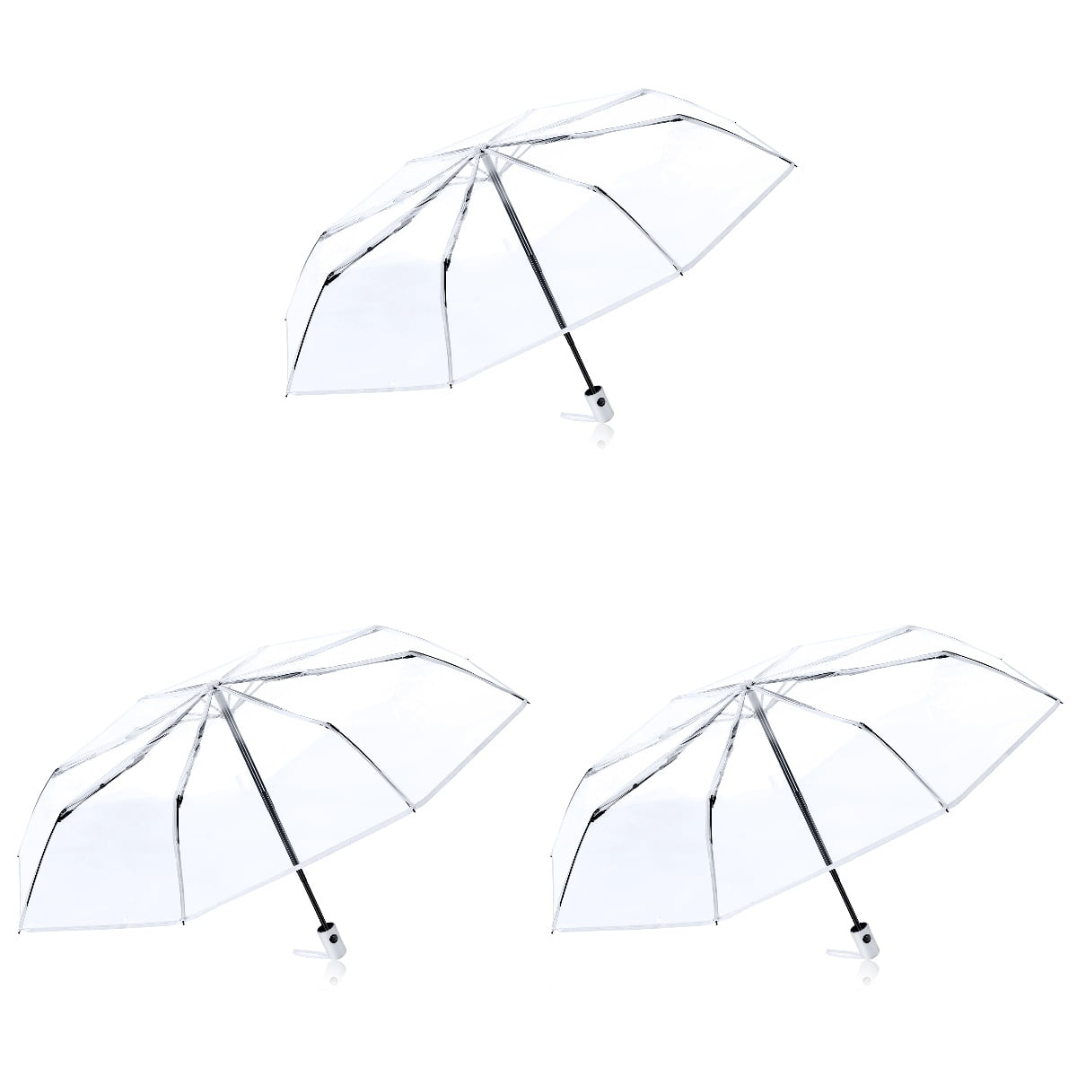 Raindrops 3 pcs Clear Folding Umbrella Automatic Open and Close ...