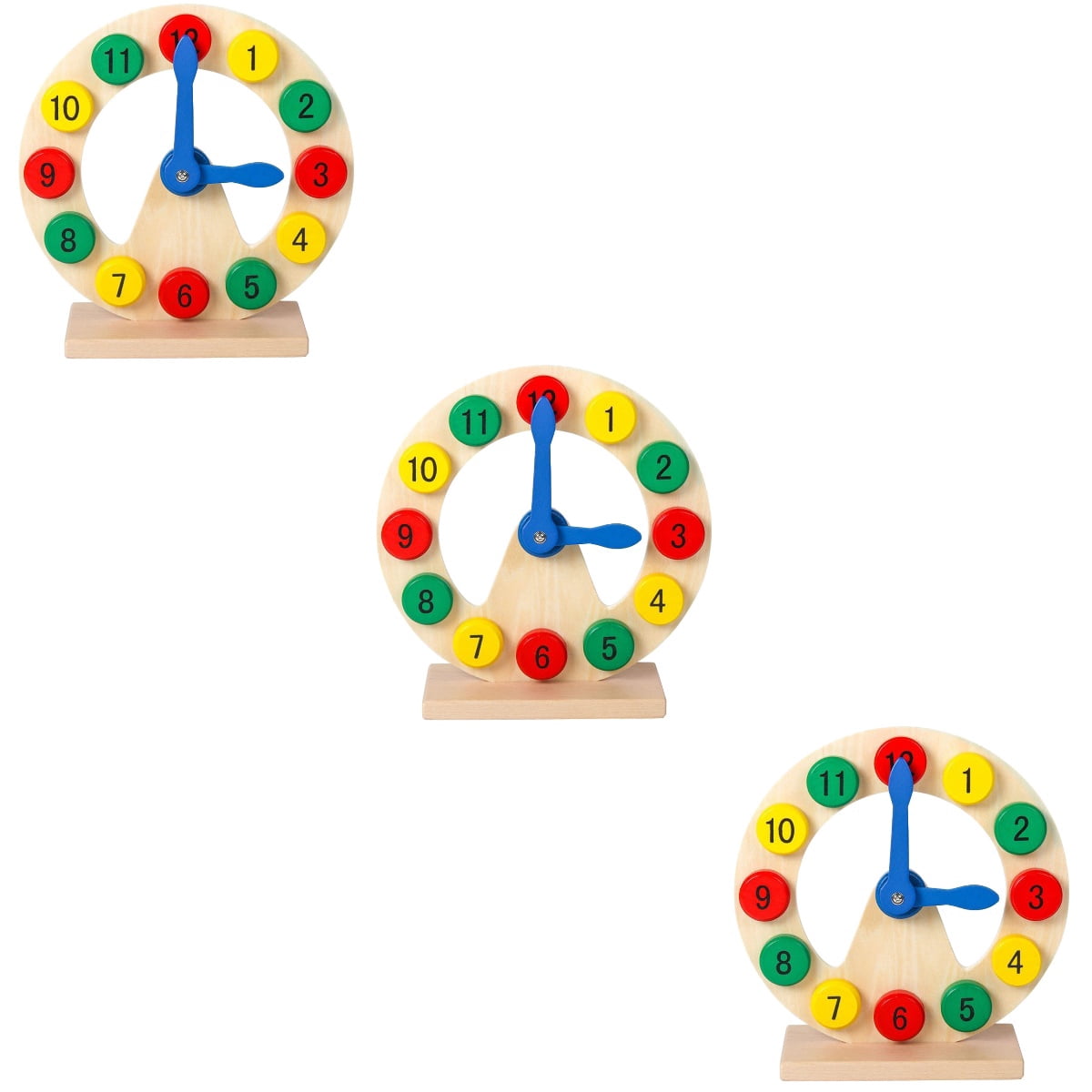 Raindrops 3 pcs Wooden Number Clock Toy Kids Cognitive Educational Toy ...