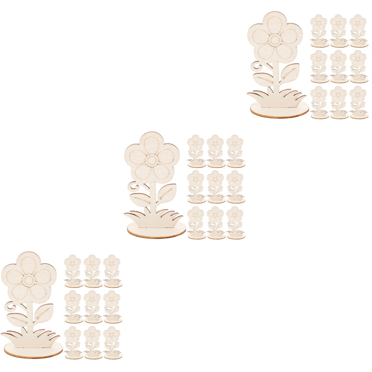 Raindrops 30 pcs Unfinished Wooden Flowers Crafts Wooden Flowers To ...