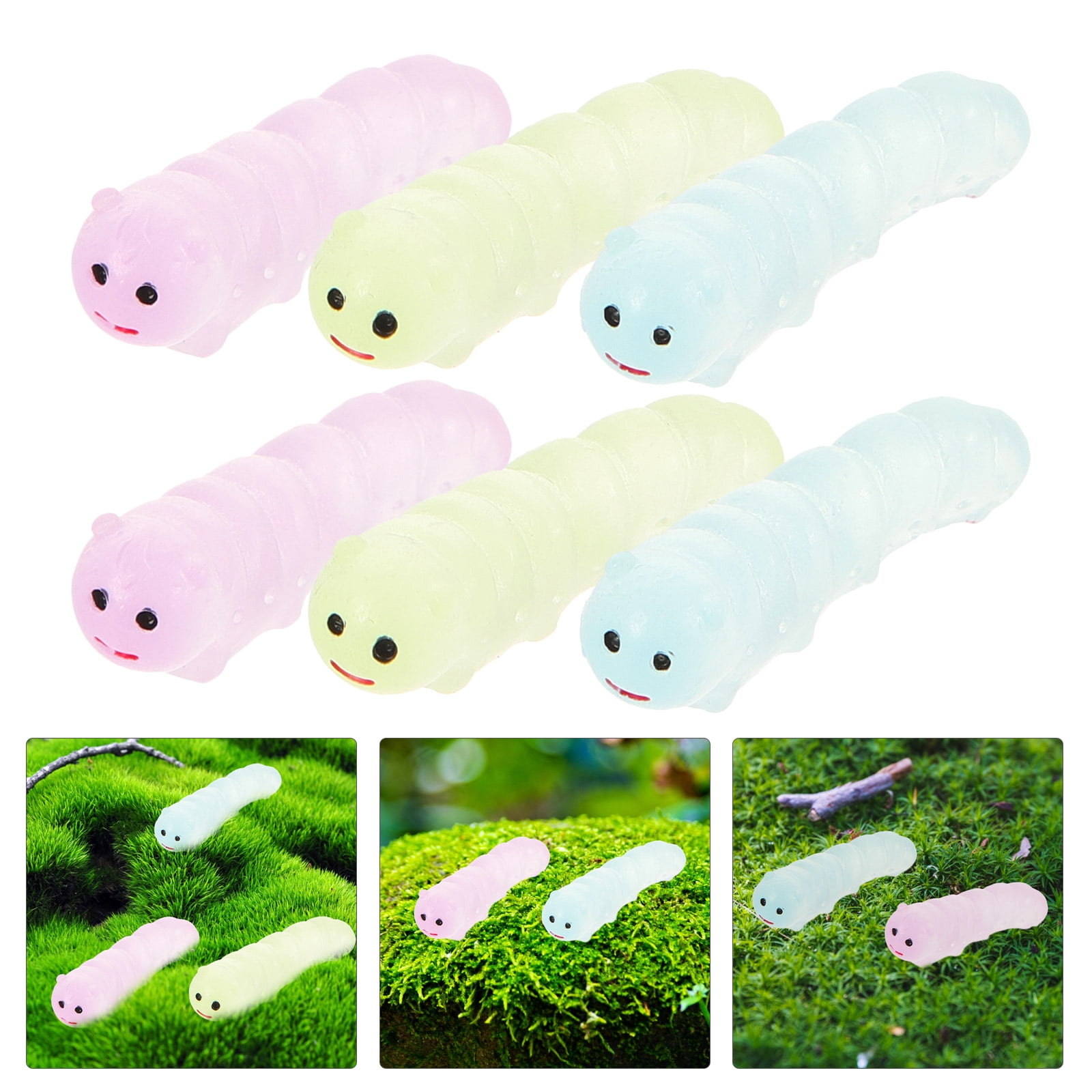 Raindrops 30Pcs Mini Worm Figurines Glow In The Dark Worm Statues Worm ...