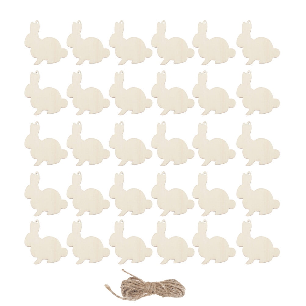 Raindrops Animal Wood Crafts Wooden Rabbit Crafts Wood Color 30 Pcs ...