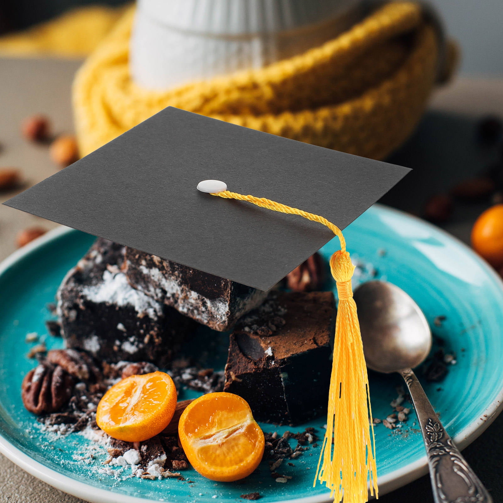 Raindrops 30pcs Black Mini Graduation Caps for Cupcake and Beverage Bottle Decor Made of Paper ...