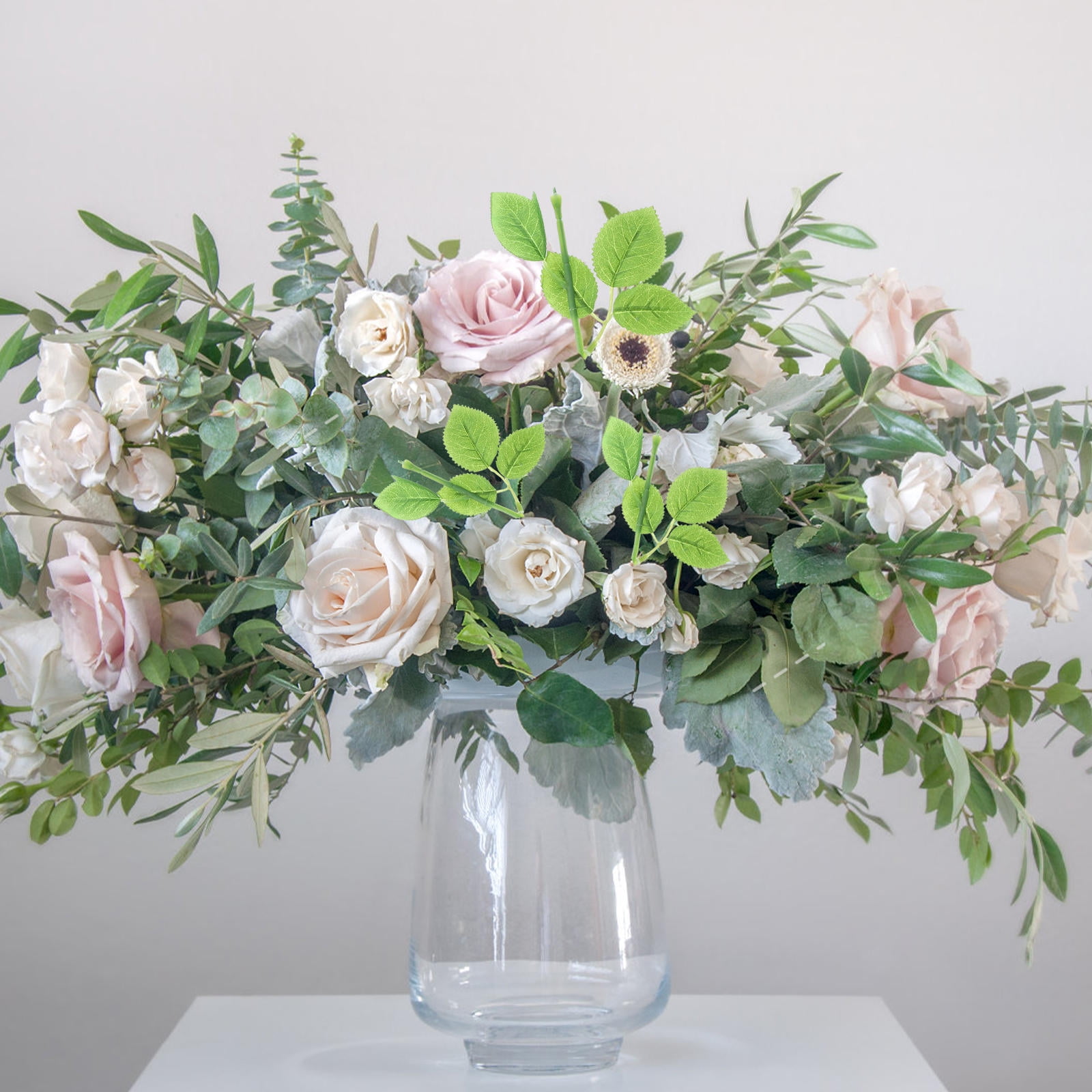 Raindrops Flexible Rose Stems with Leaves for Wedding Decorations 30Pcs ...